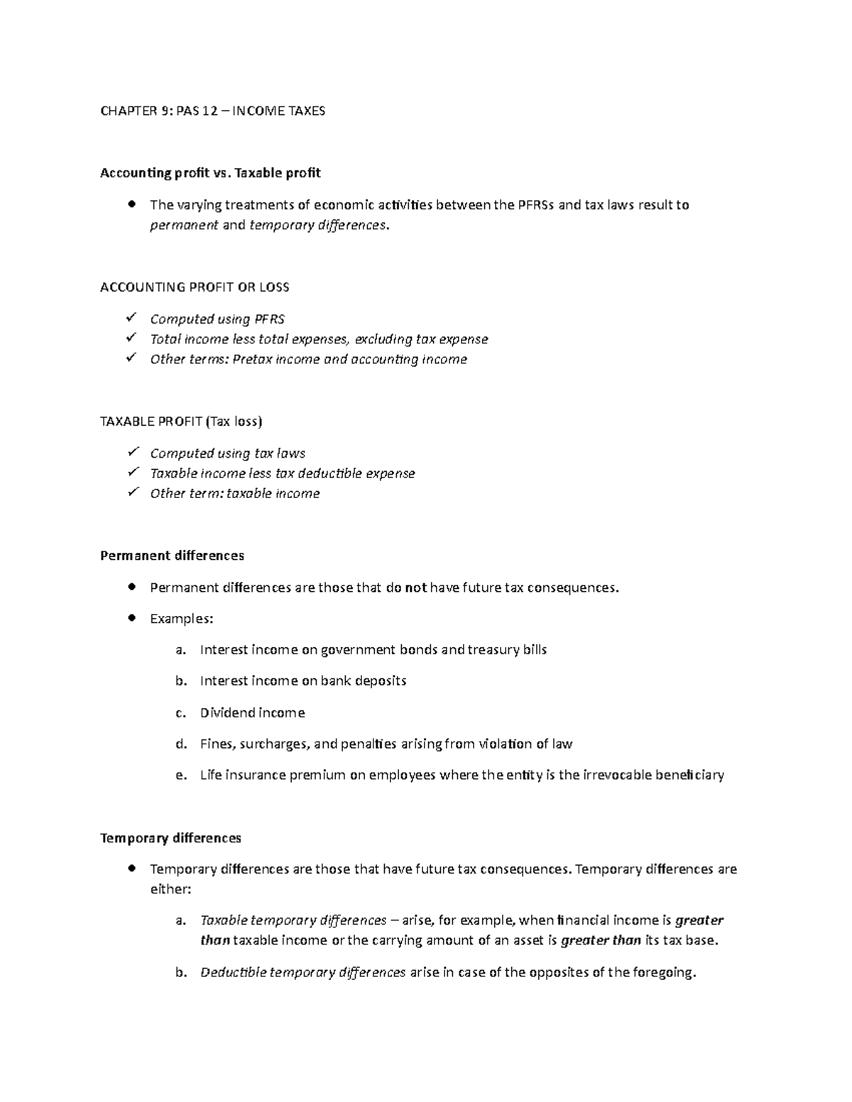 CFAS C9 PAS 12 - CHAPTER 9: PAS 12 – INCOME TAXES - CHAPTER 9: PAS 12 ...