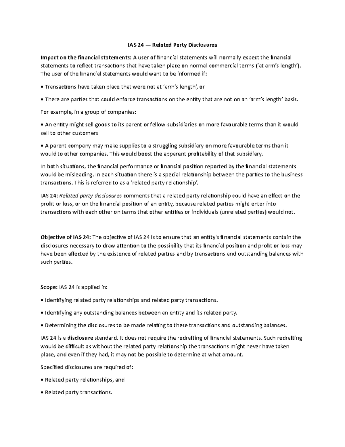 IAS 24 - IAS 24 — Related Party Disclosures Impact on the financial ...