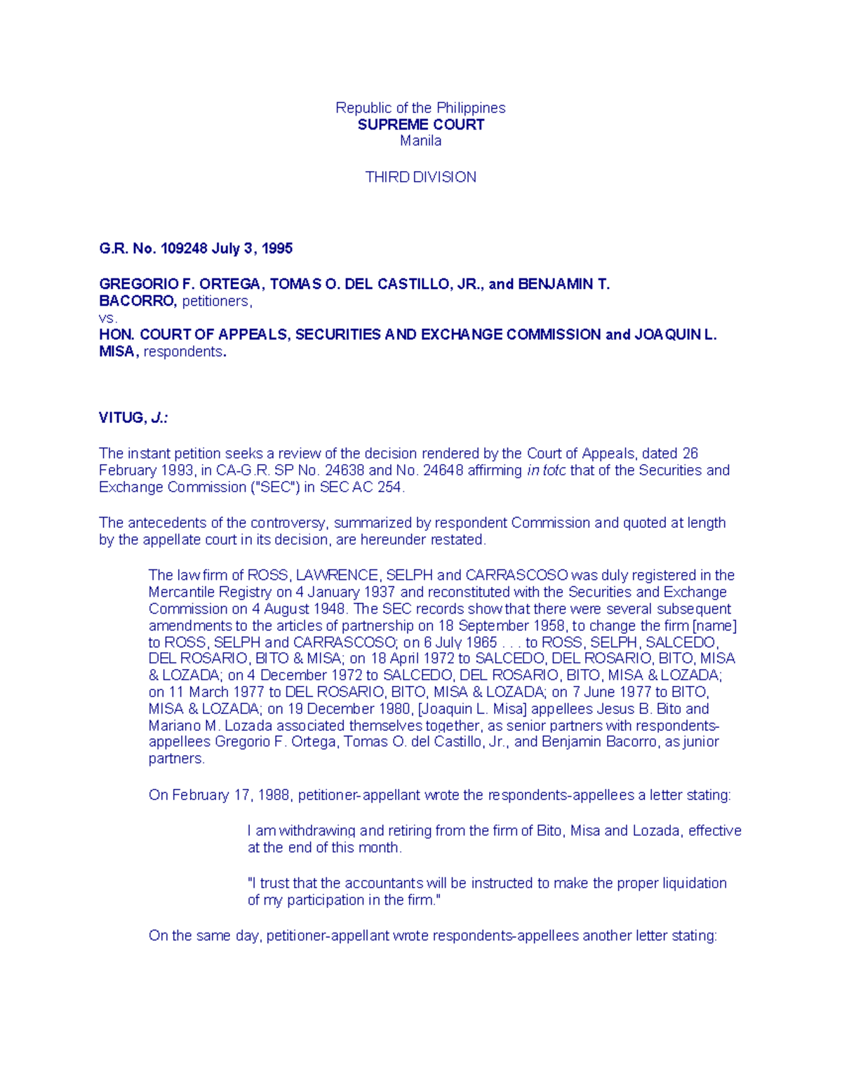 Ortega-v - Case study - Republic of the Philippines SUPREME COURT ...