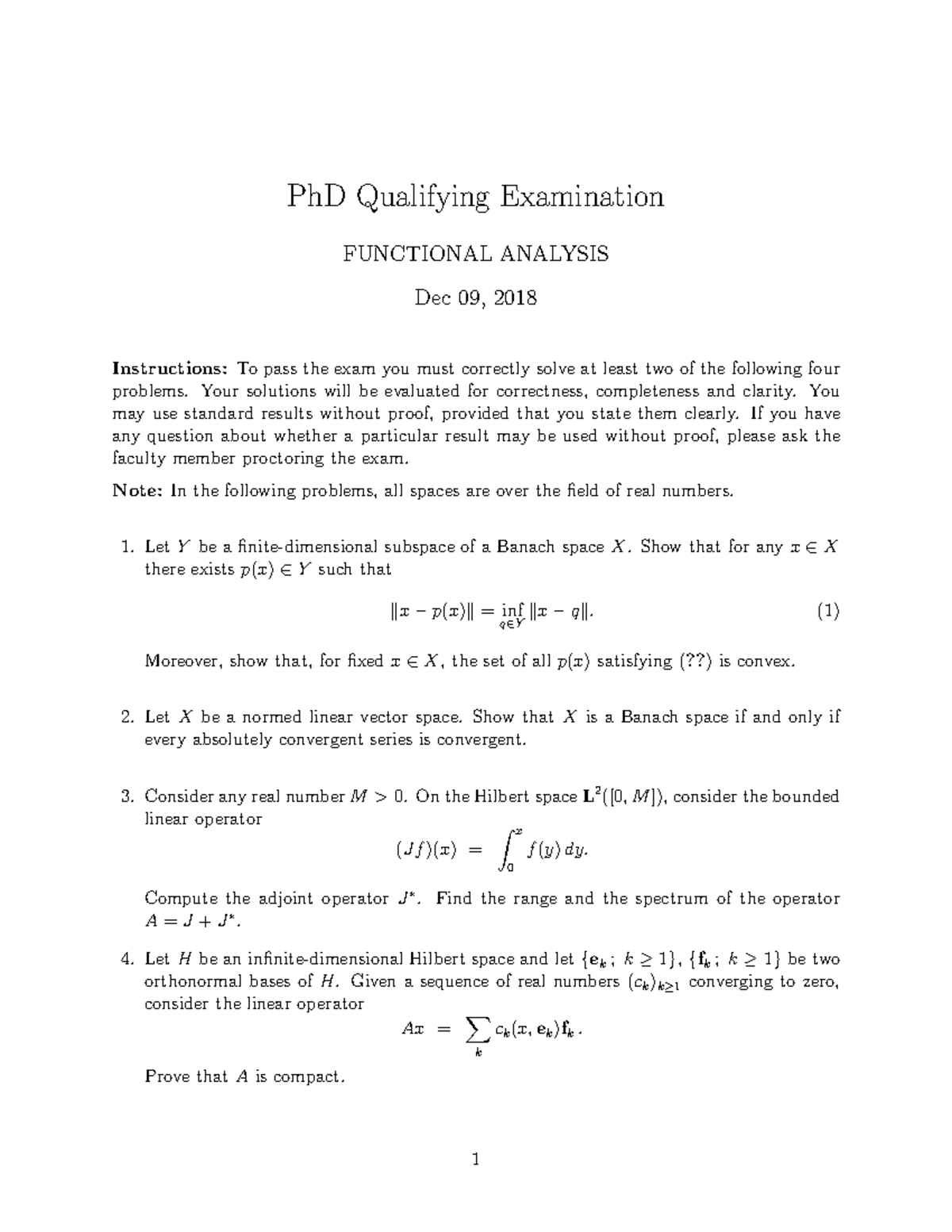 2018 12 Functional Analysis - PhD Qualifying Examination FUNCTIONAL ...