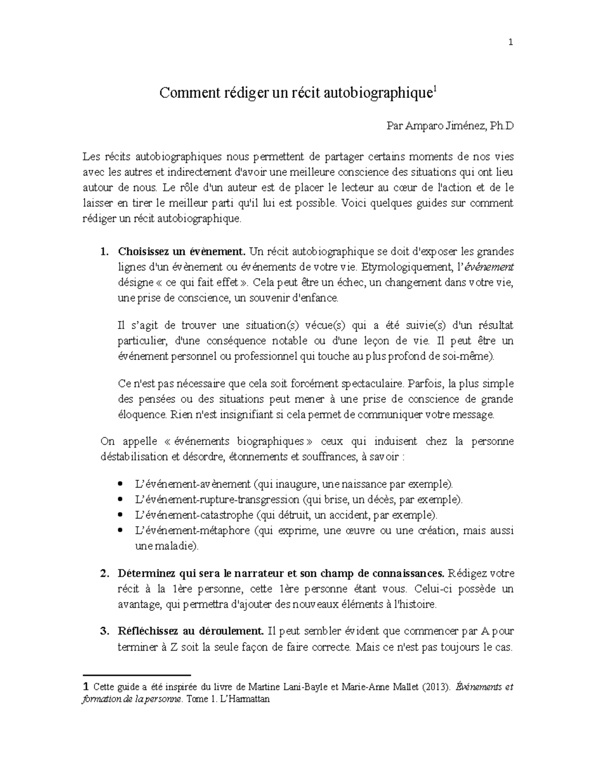 Comment re diger un re cit autobiographique - ORH2162 - UQAM - Studocu