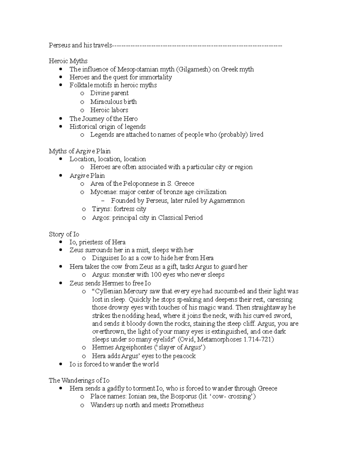 Greek Myth 3 - Lecture notes 3.1 - Perseus and his travels- Heroic ...