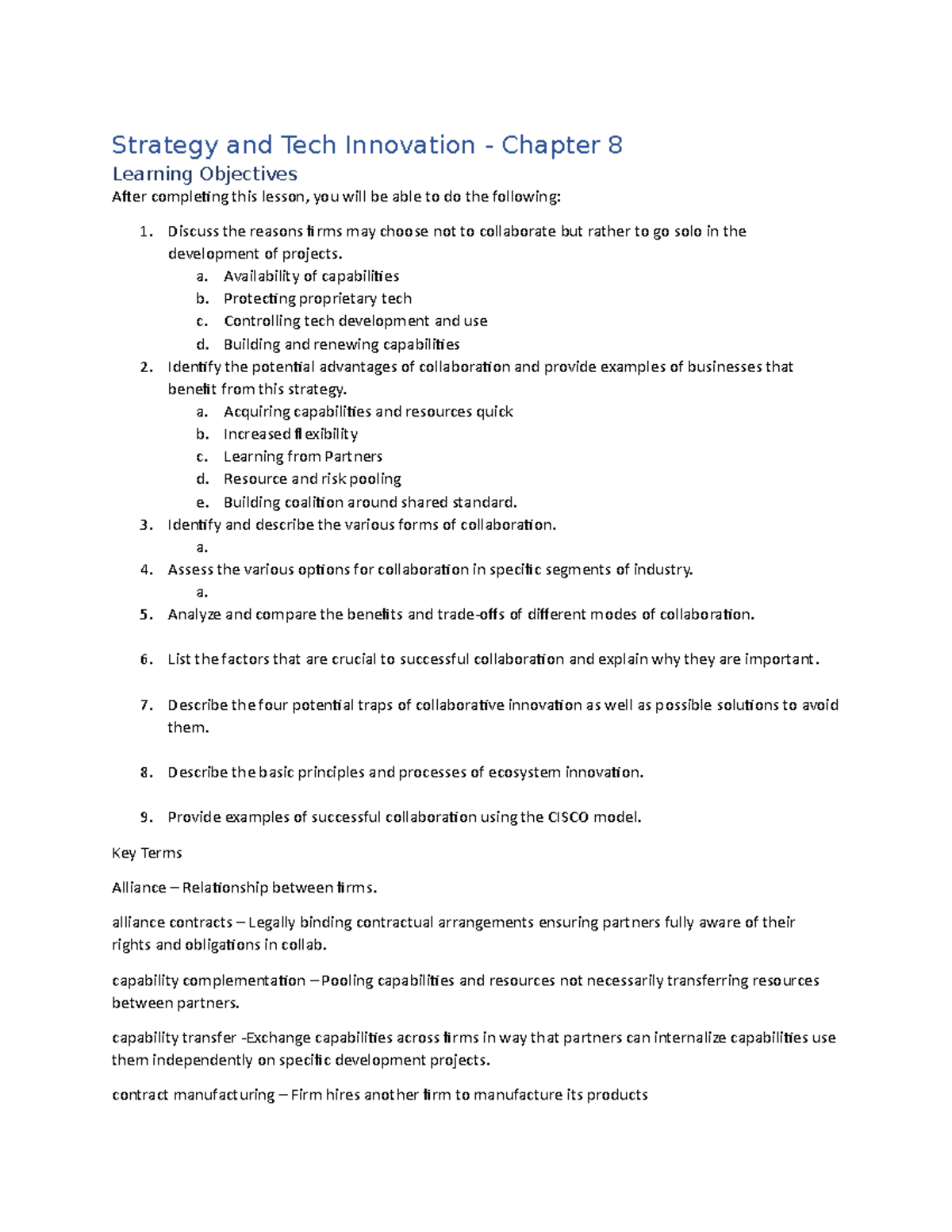 Strategy and Tech Innovation - Lesson 8 - Admn 415 - StuDocu