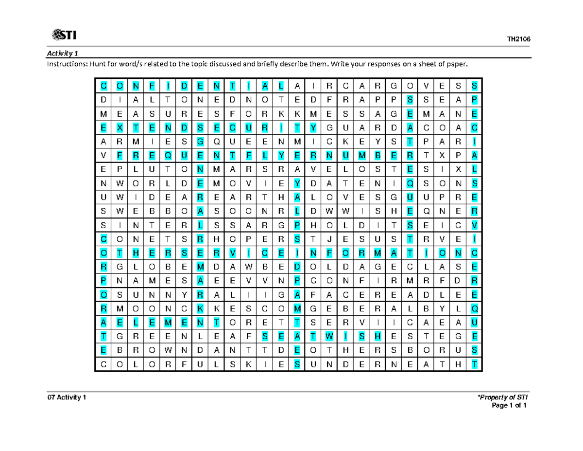 07 Activity 1-Crossword-Puzzle - TH Activity 1 Instructions: Hunt for ...
