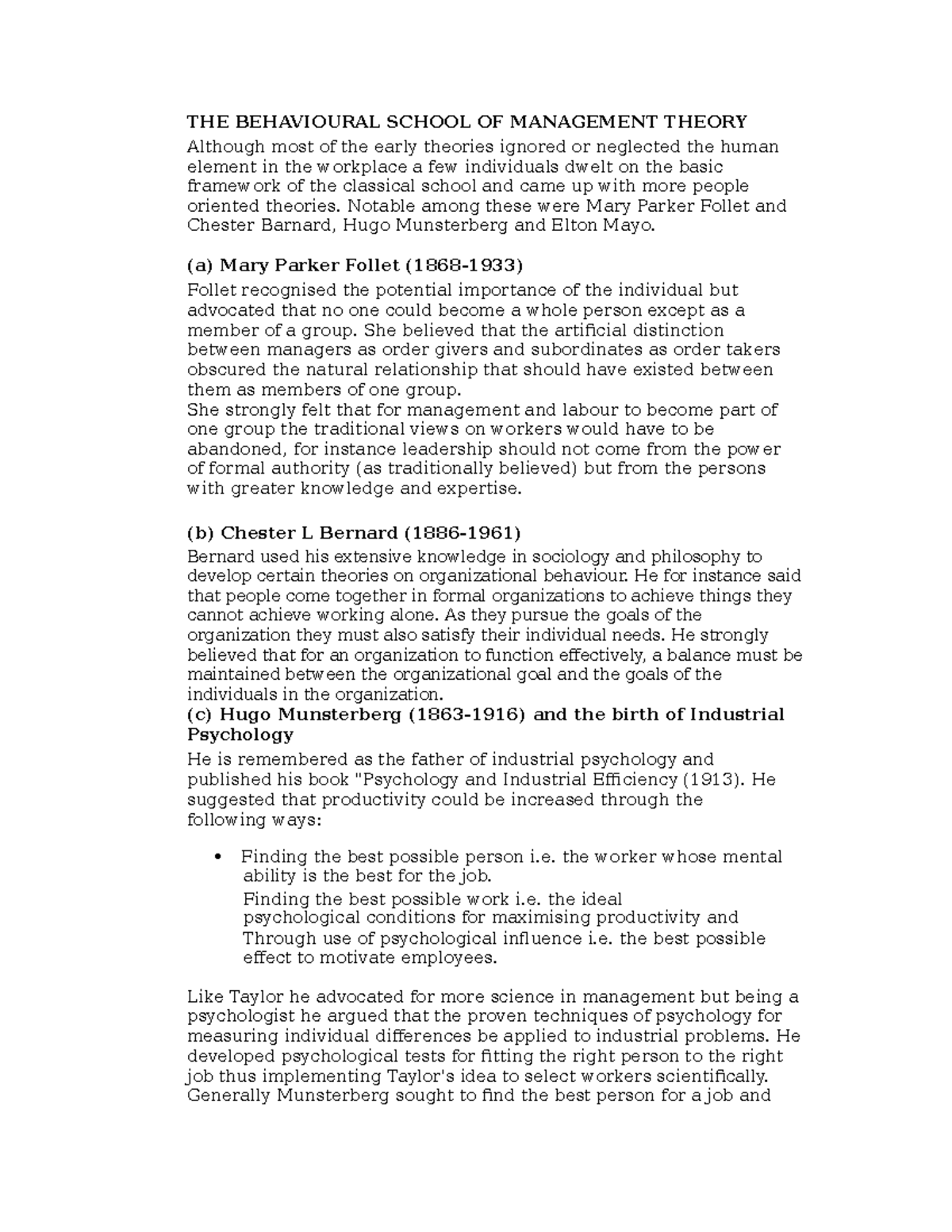 PPM 3 - Copy - business - THE BEHAVIOURAL SCHOOL OF MANAGEMENT THEORY ...