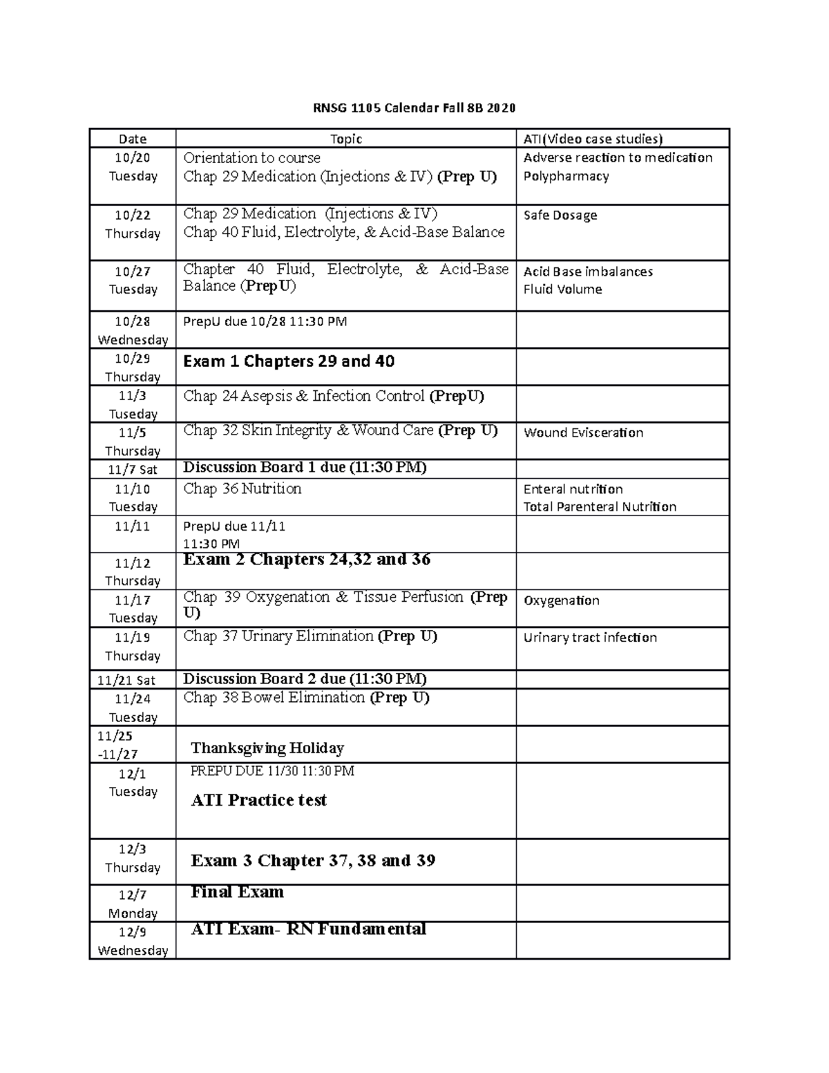 1105 Calendar FALL 8B 2020(1) - RNSG 1105 Calendar Fall 8B 2020 Date ...