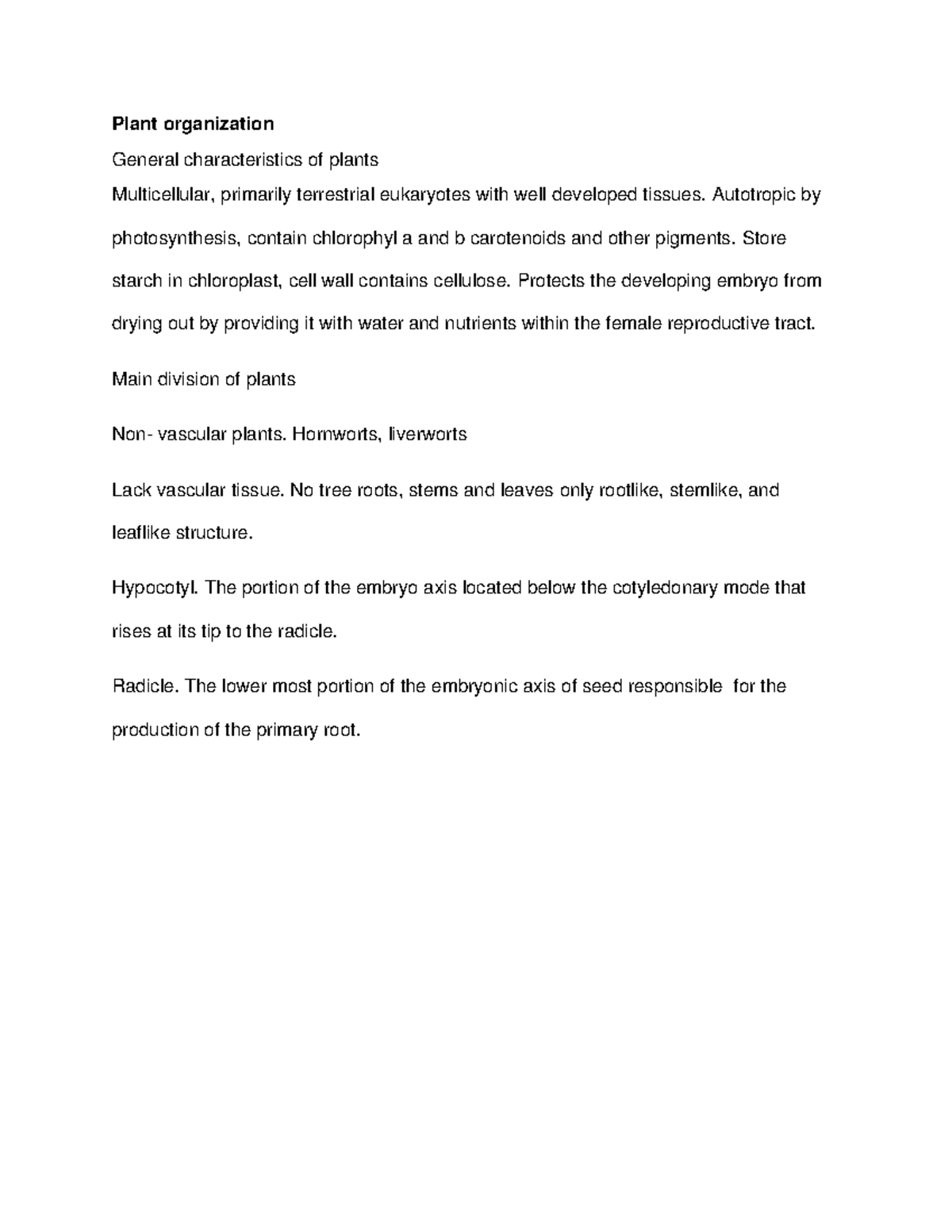 Plant organization 062549 - Plant organization General characteristics ...