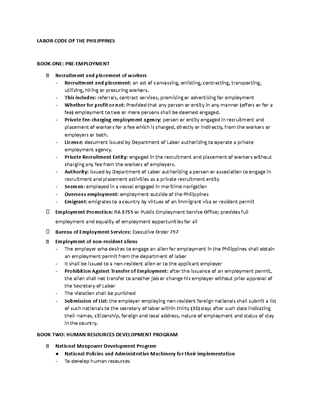 Labor CODE OF THE Philippines - LABOR CODE OF THE PHILIPPINES BOOK ONE ...