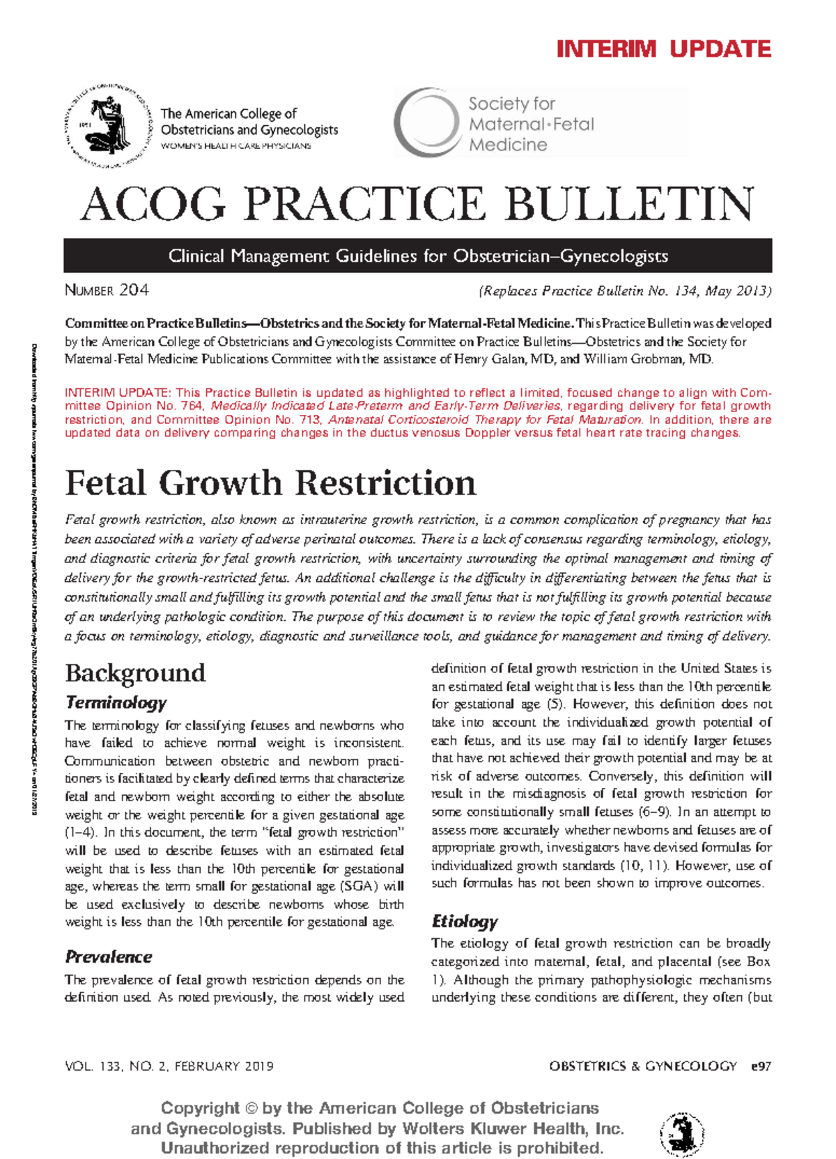 ACOG RCIU - dffg - Downloaded from journals/greenjournal by - Studocu