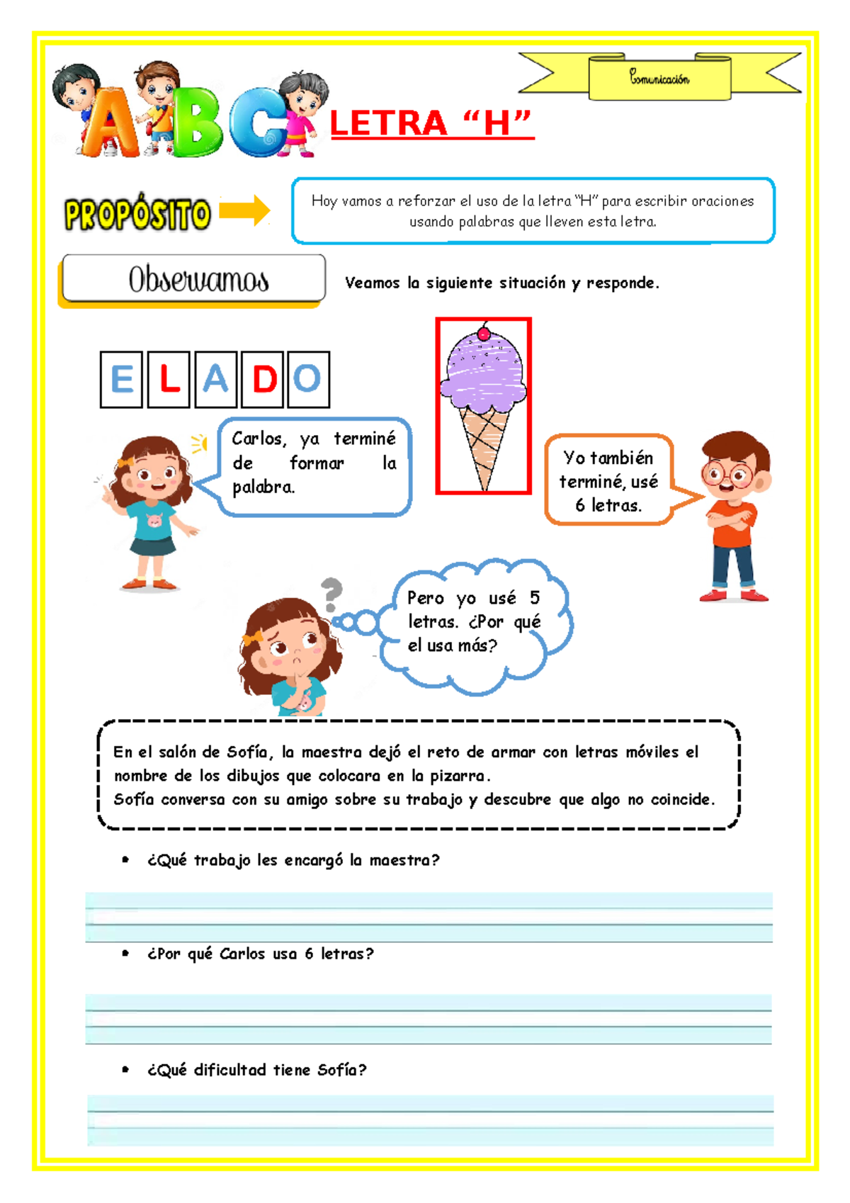 Adicional Ficha 24 Letra H - LETRA “H” ¿Qué trabajo les encargó la ...