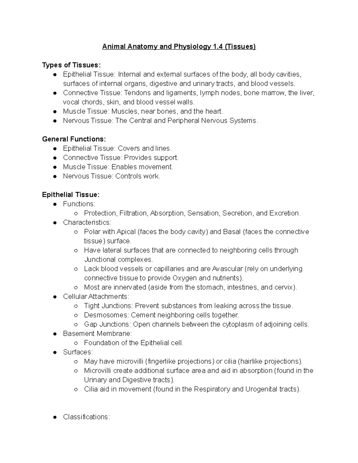 Animal Anatomy And Physiology Notes at Mary Mckeehan blog