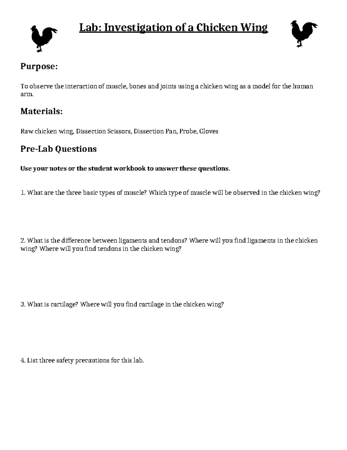 Chicken wing dissection lab - Lab: Investigation of a Chicken Wing ...
