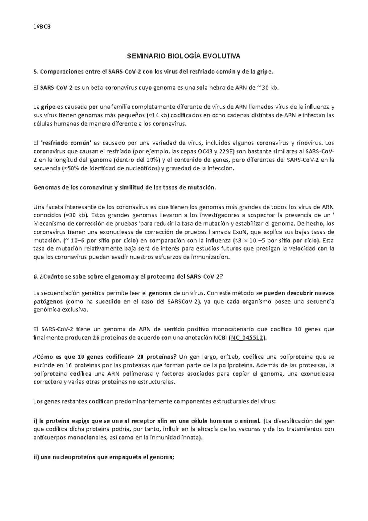Seminario biología Evolutiva - 1ºBCB SEMINARIO BIOLOGÍA EVOLUTIVA 5 ...