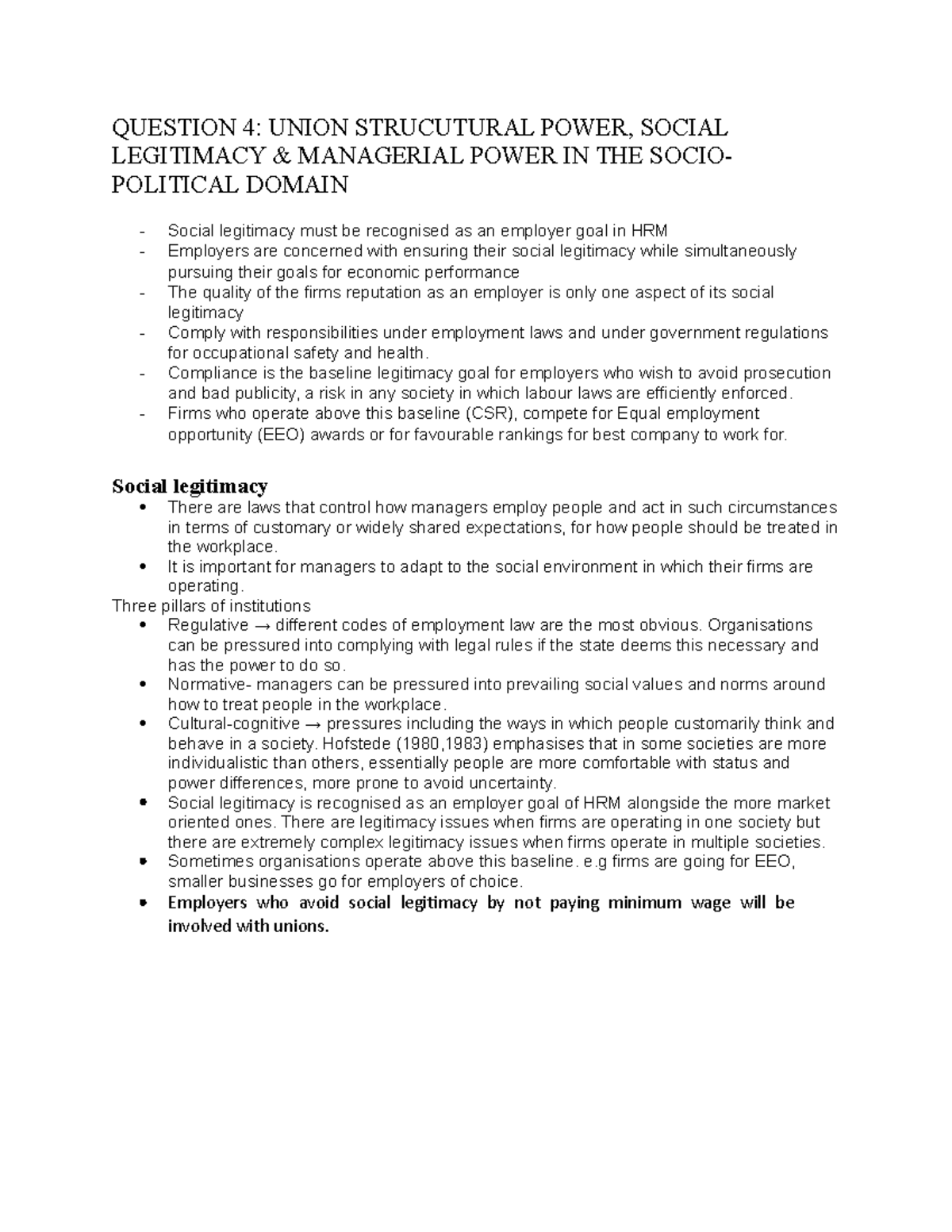 Question 4 Preparatio Notes - QUESTION 4: UNION STRUCUTURAL POWER ...
