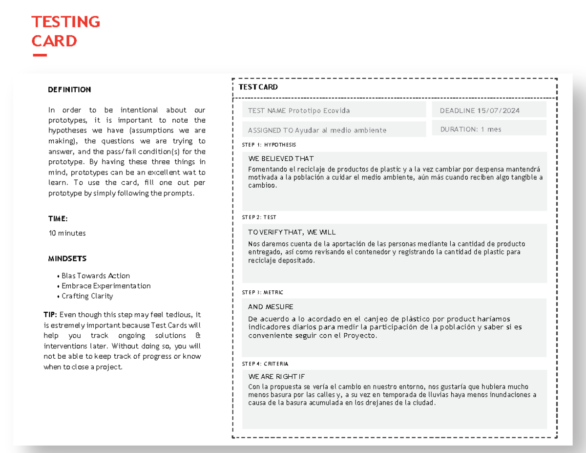 TEST CARD 2 - TESTING CARD DEFINITION TEST CARD In order to be ...