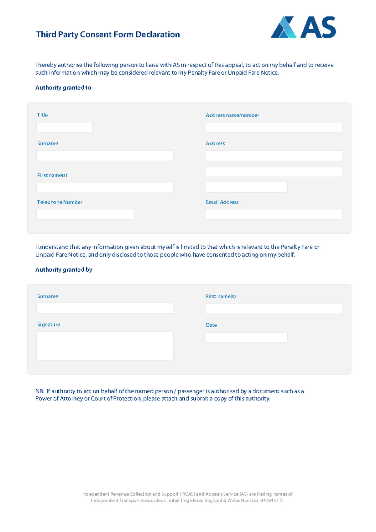 As-consent-form - Surname Third Party Consent Form Declaration ...