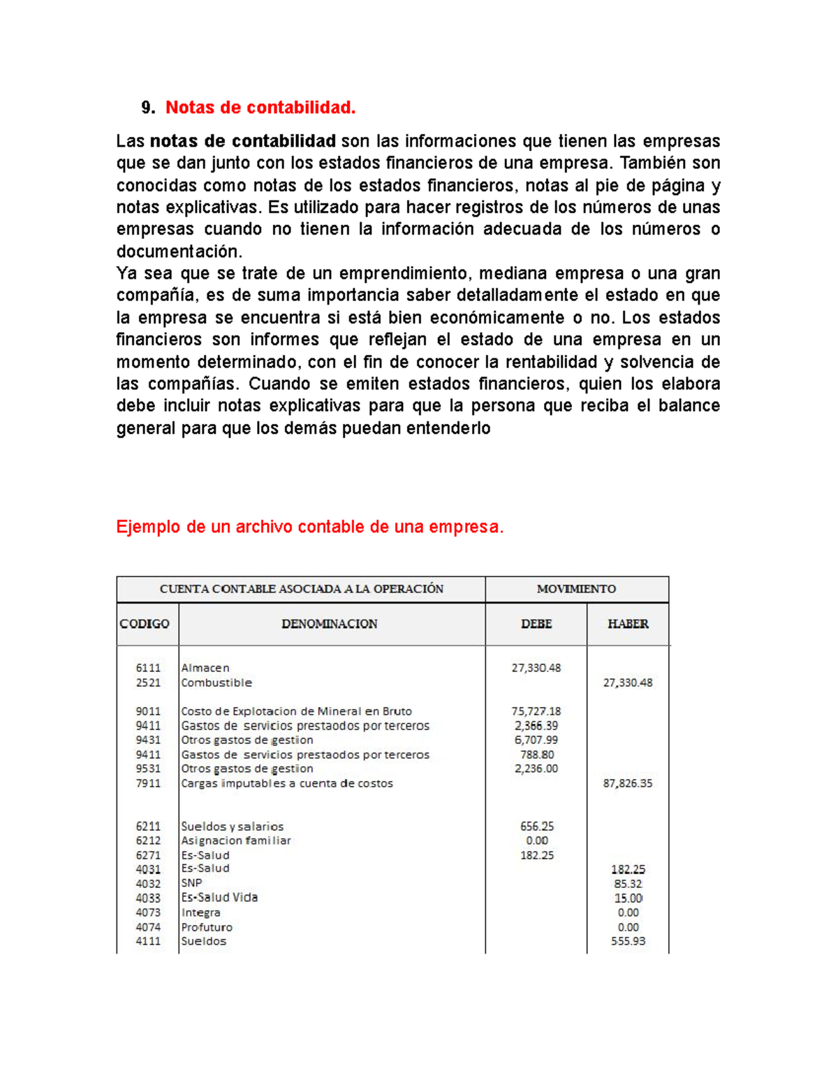 Notas de contabilidad - Apunte - 9. Notas de contabilidad. Las notas de ...