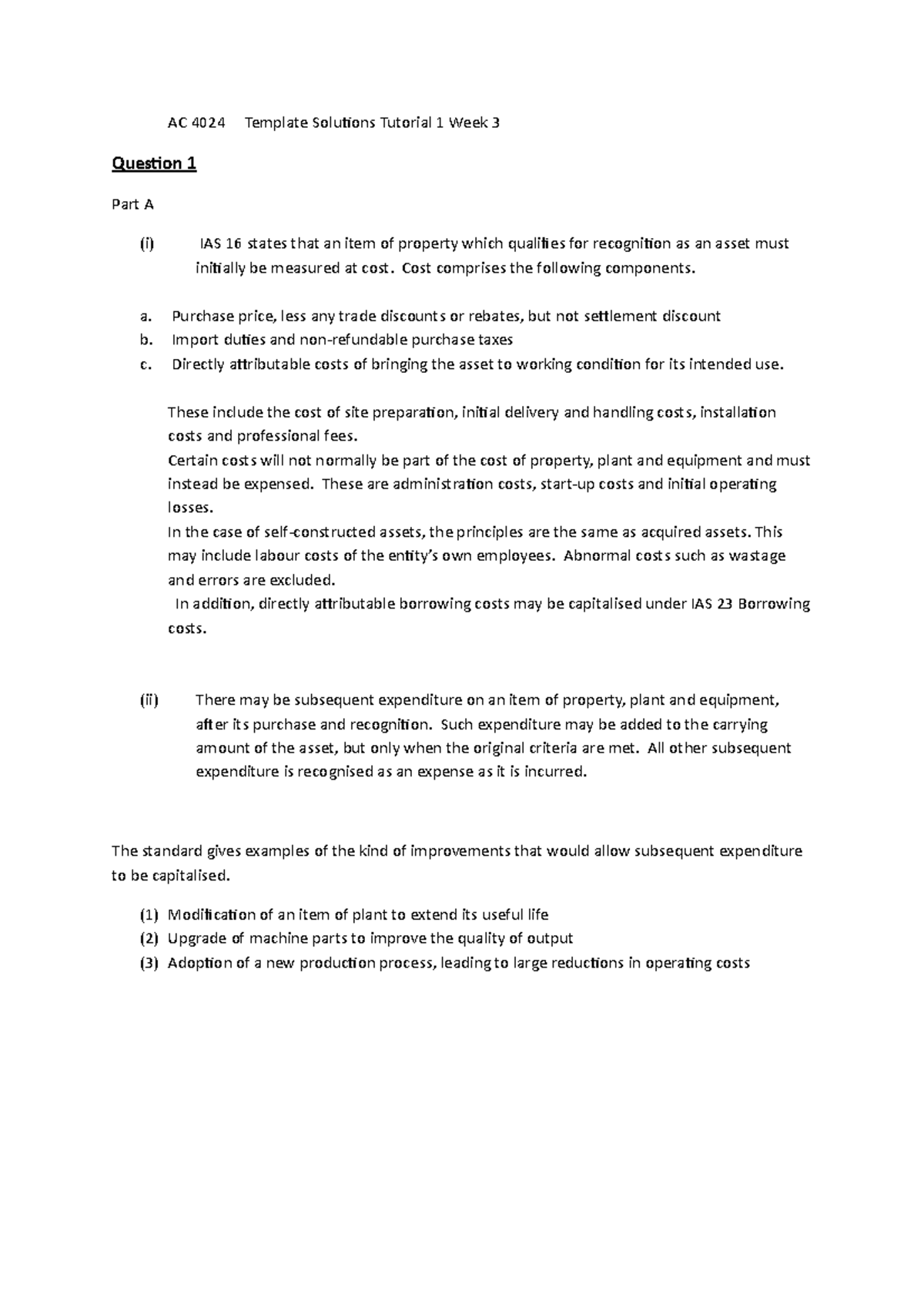 AC4024 Template solutions tutorial 1 Week 3 - AC 4024 Template Solutions Tutorial 1 Week 3 ...