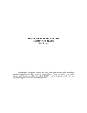 GATT 1994 - GATT 1994 - GENERAL AGREEMENT ON TARIFFS AND TRADE 1994 The General Agreement on ...