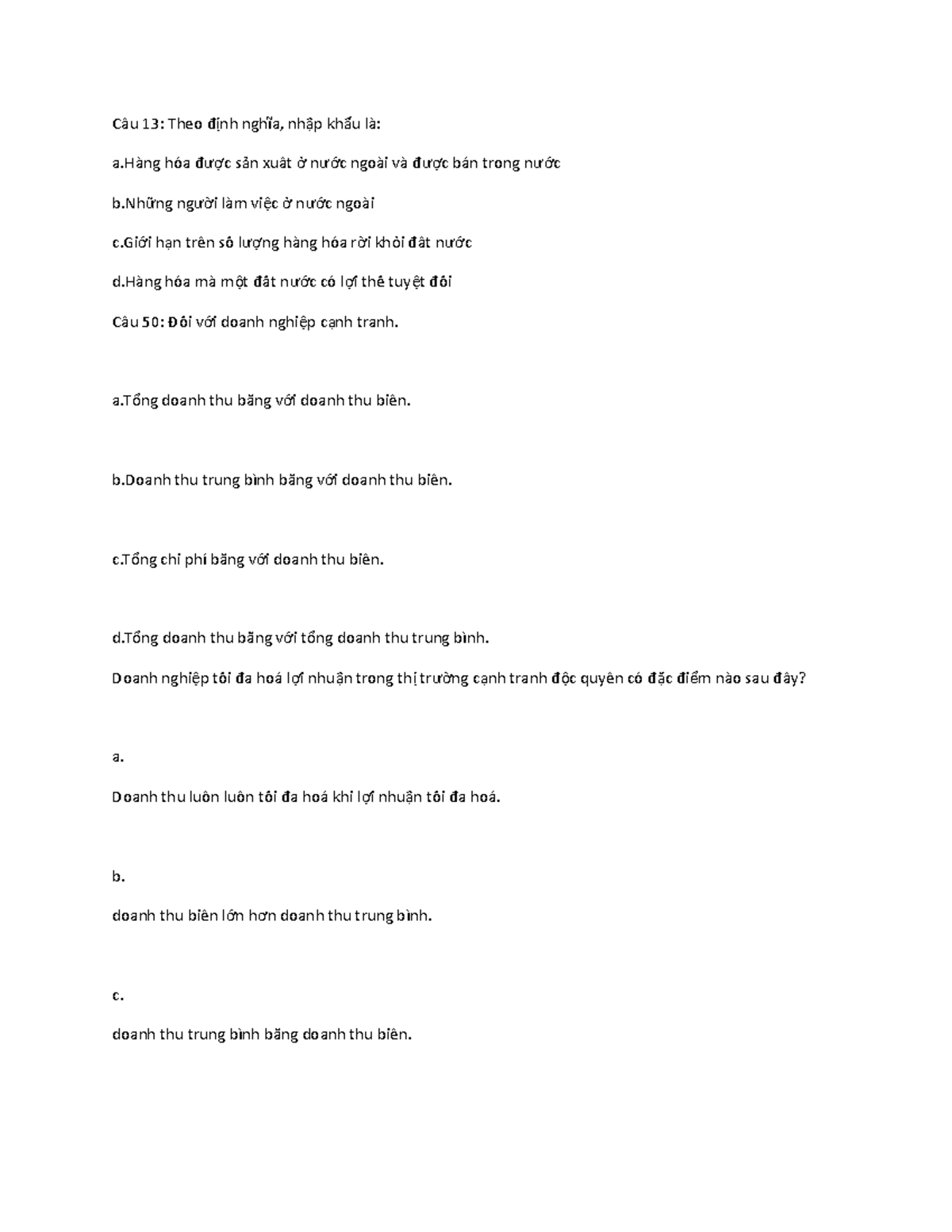 btvm......................... - Câu 13: Theo đ nh nghĩa, nh p kh u là:ị ậ ẩ aàng hóa đ ược s n ...