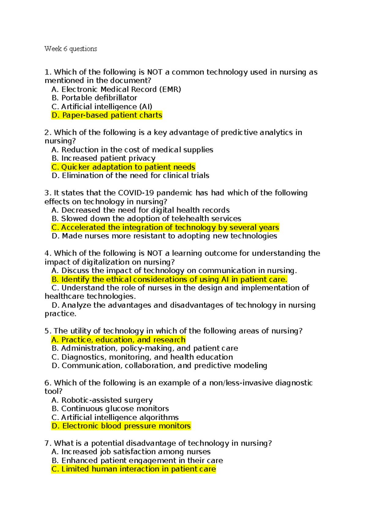Week 6 practice questions TC - Week 6 questions Which of the following ...