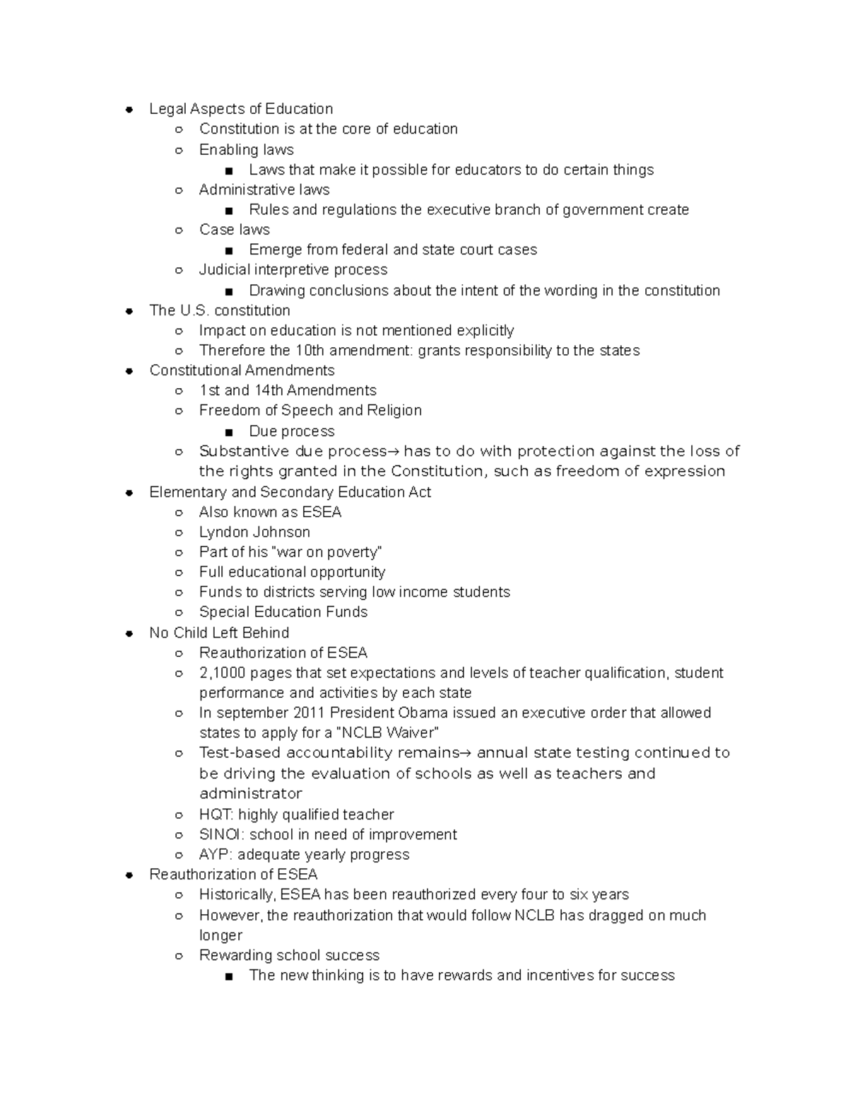 Feb 27 lecture notes - Legal Aspects of Education Constitution is at ...
