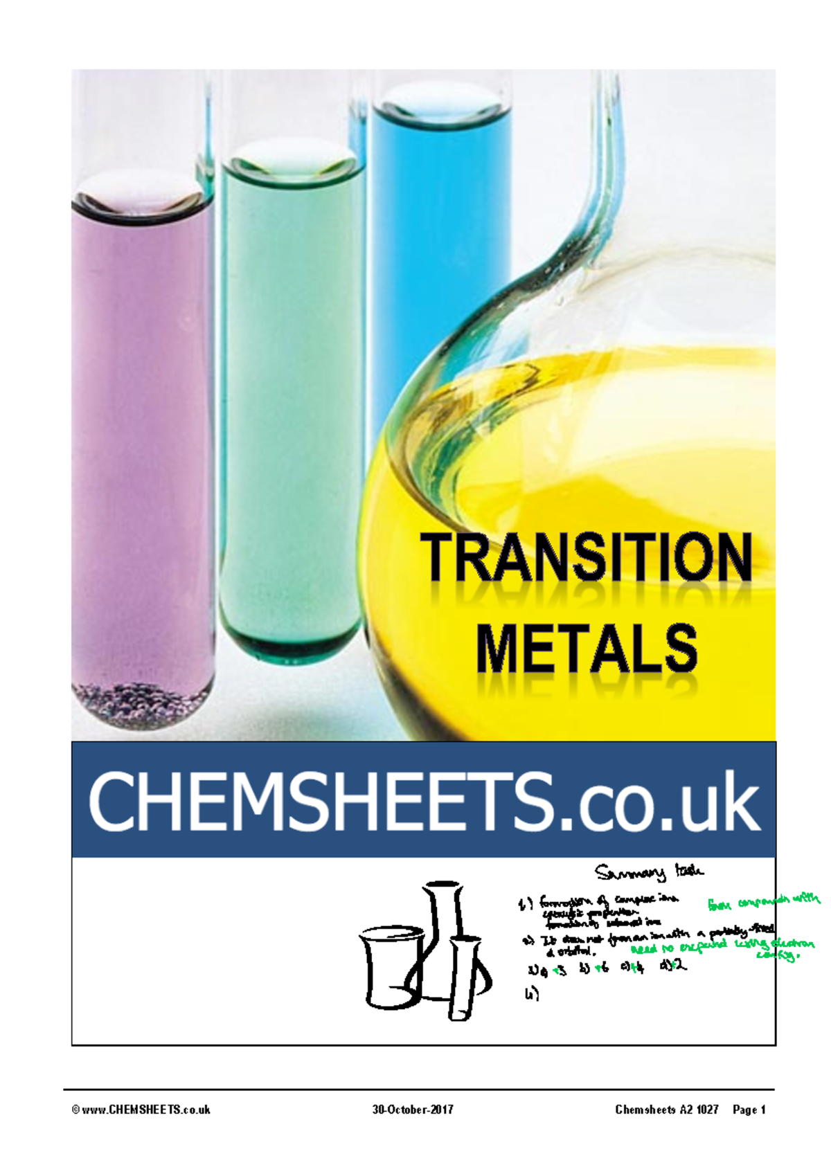 T-metals - chemsheets booklet - SECTION 1 – Introduction 1) Electron ...