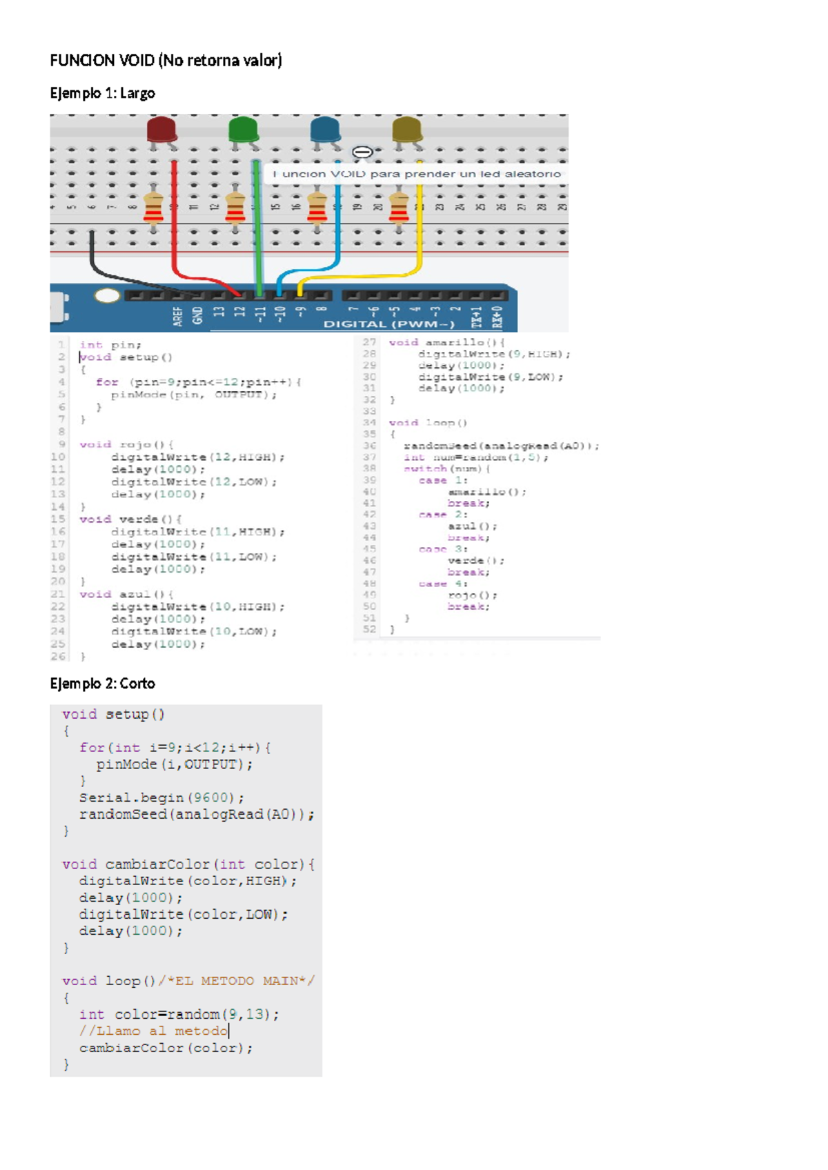 Funciones - Arquitectura de Computadoras - FUNCION VOID (No retorna valor) Ejemplo 1: Largo ...