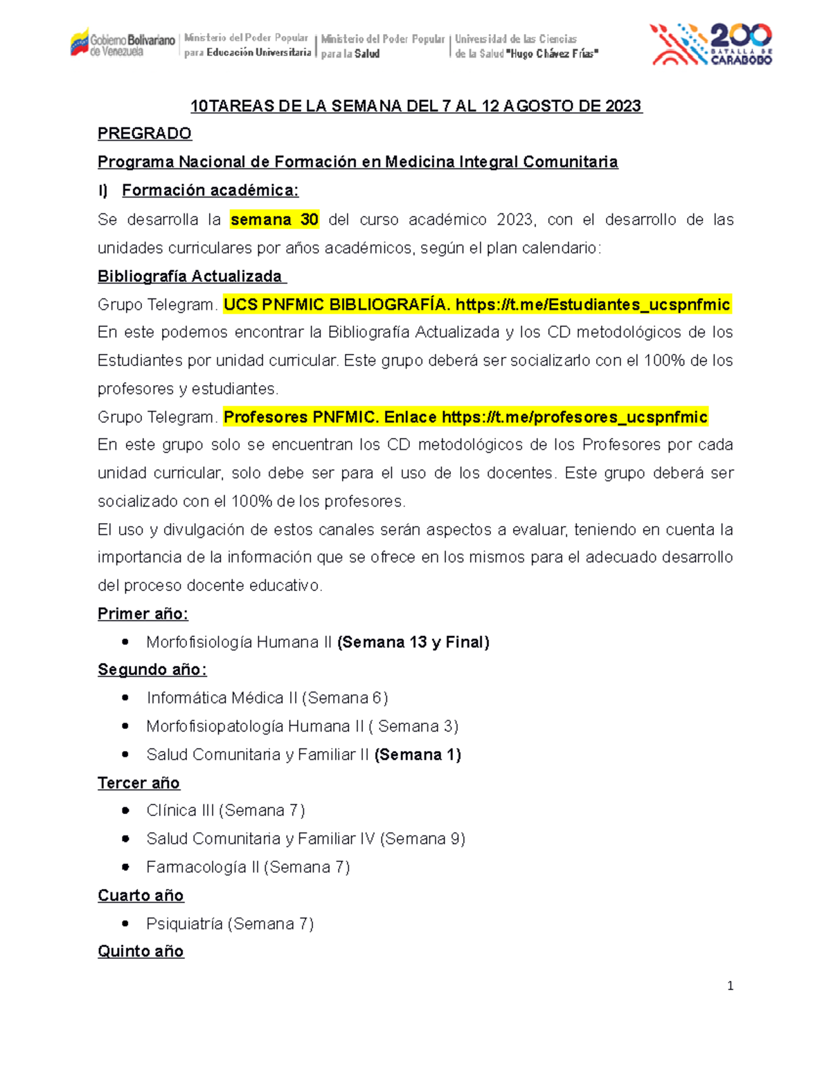 Tareas Semana DEL 7 AL 12 Agosto 2023 - 10TAREAS DE LA SEMANA DEL 7 AL ...