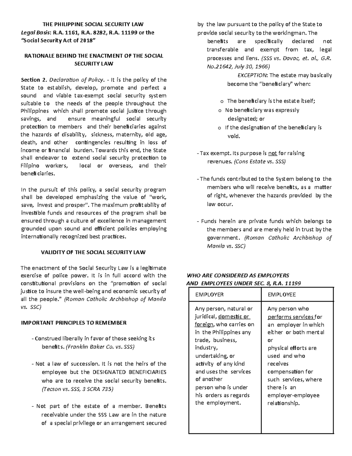 SSS Law Reviewer Pension THE PHILIPPINE SOCIAL SECURITY LAW Legal sss-law-reviewer-pension-the-philippine-social-security-law-legal