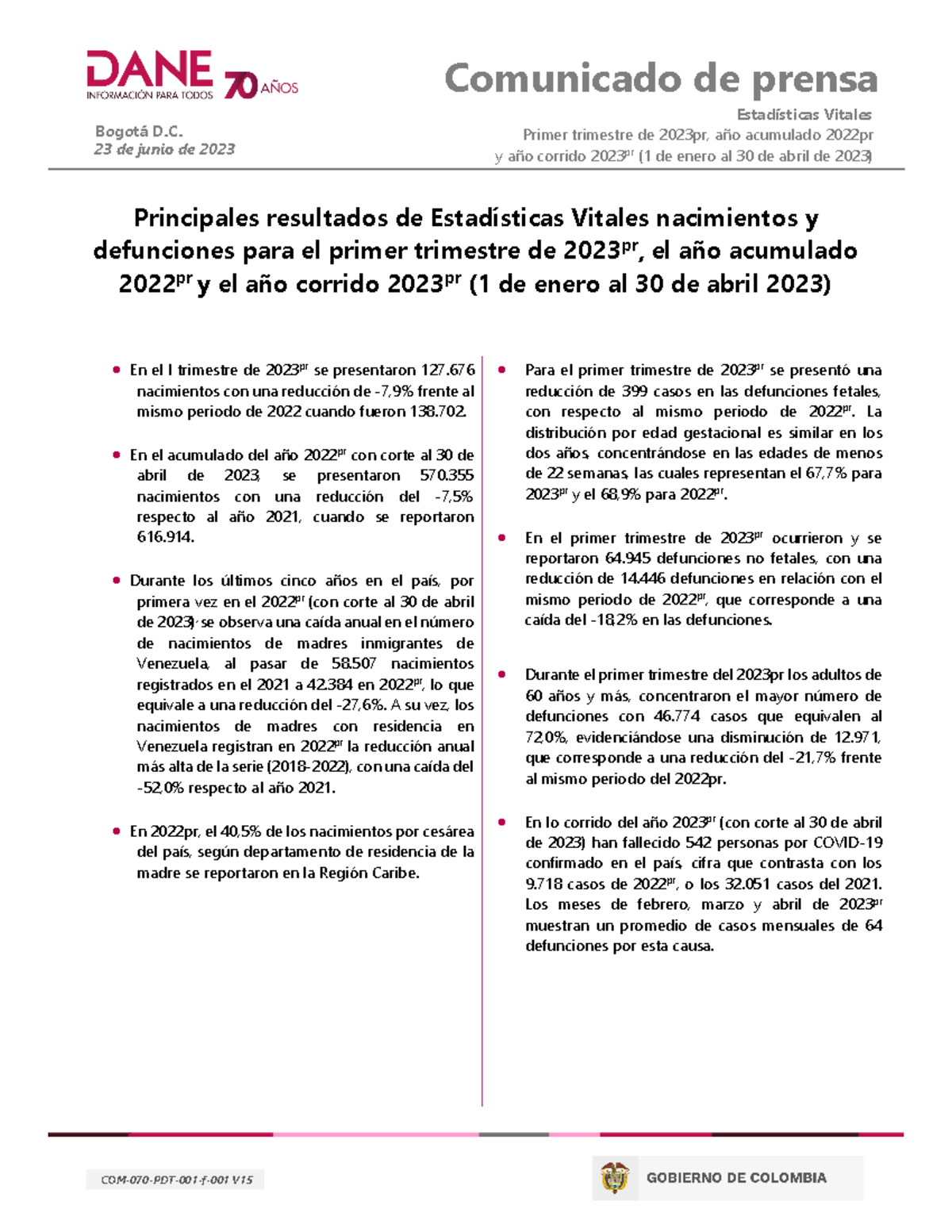 Cp-EEVV-ITrim 2023 - Aprender - Bogotá D. 23 de junio de 20 23 COM- 070 ...