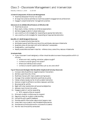 Class 6 - Responding to Inappropriate Behavior (Ch 8) - Contingent ...