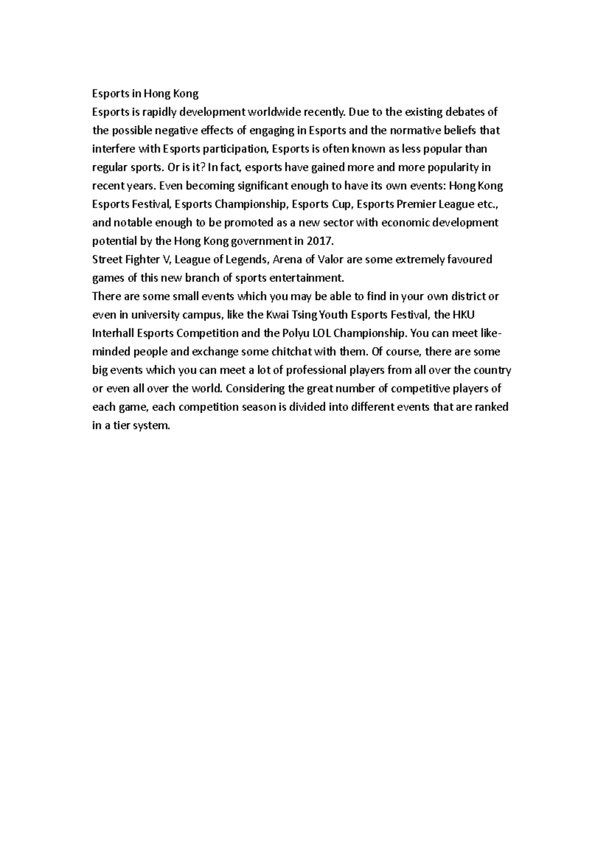 Esports in Hong Kong - /////// - Esports in Hong Kong Esports is ...