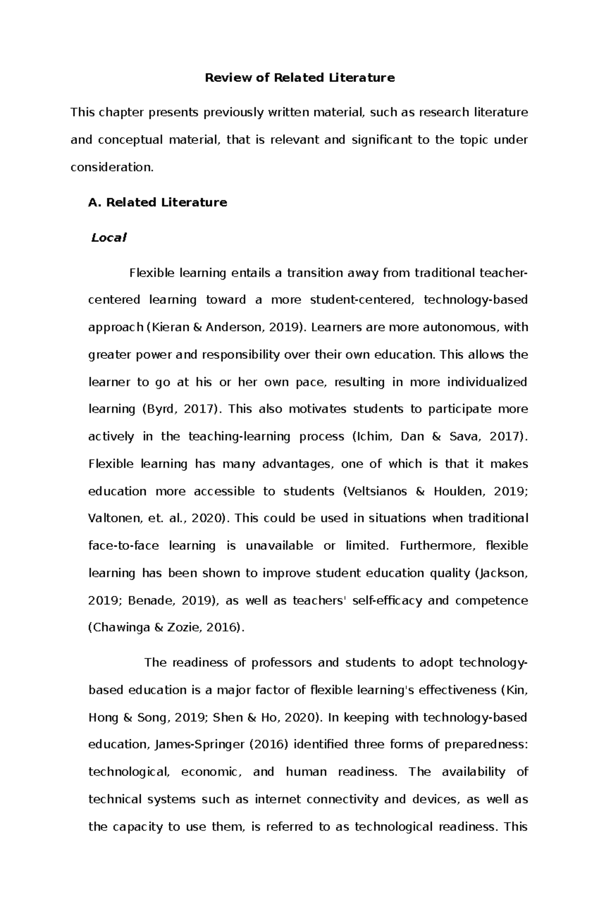 Rrl - Good - Review of Related Literature This chapter presents ...