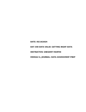 Mod 3-2 assignment - Date: 05/27/ DAT-300: Getting Right Data Module 3 ...