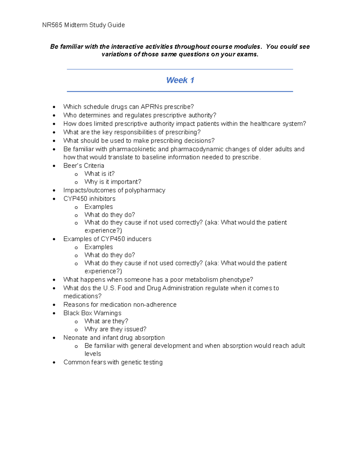 Midterm Study Guide Be Familiar With The Interactive Activities