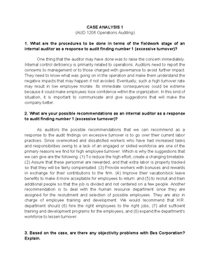 Op Aud QUIZ 1 - Op Aud QUIZ 1 - OPERATIONS AUDITING QUIZ 1 1. Activities involved in ...