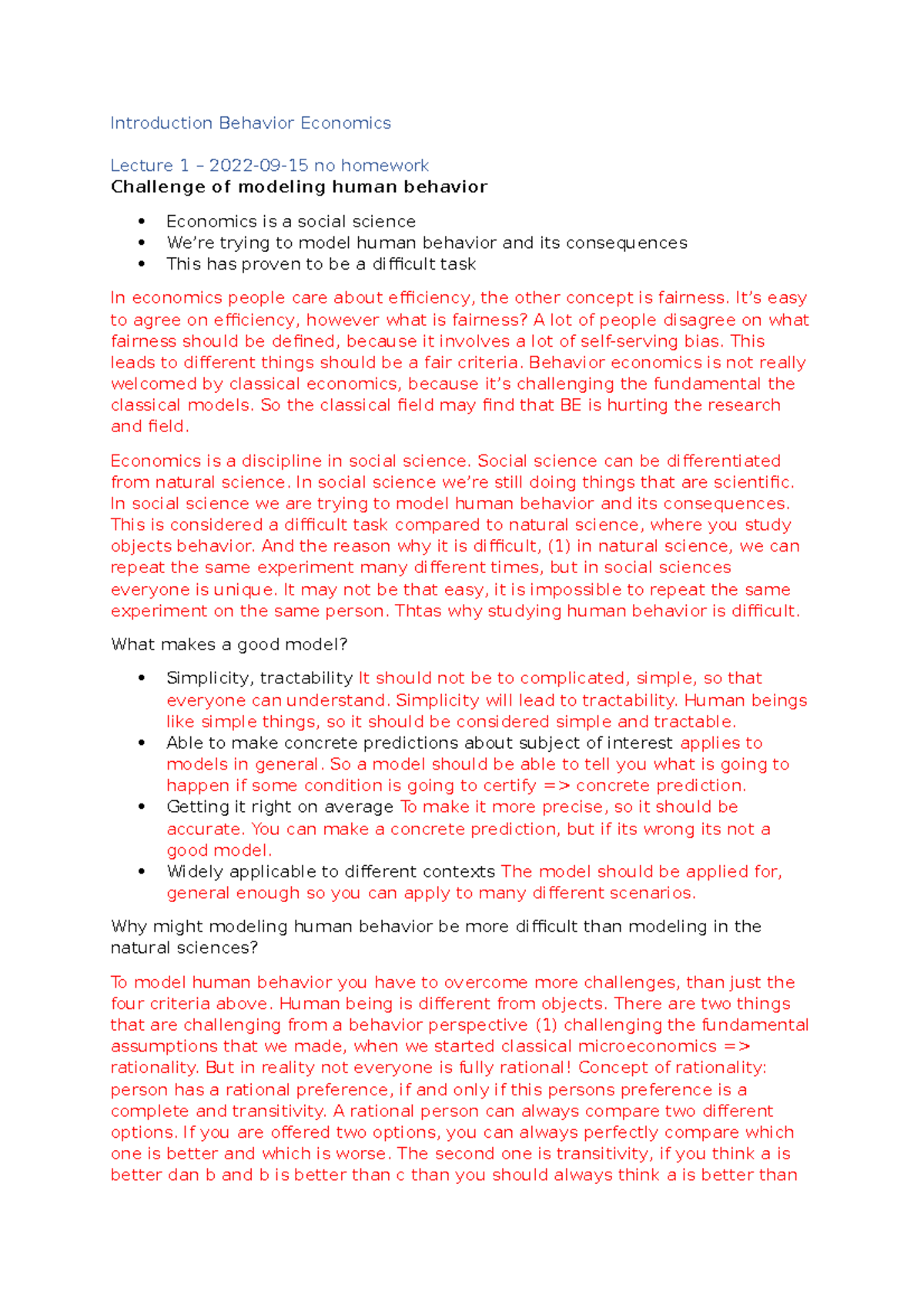 BE L2 - First lecture Behavioral Economics L1. - Introduction Behavior ...