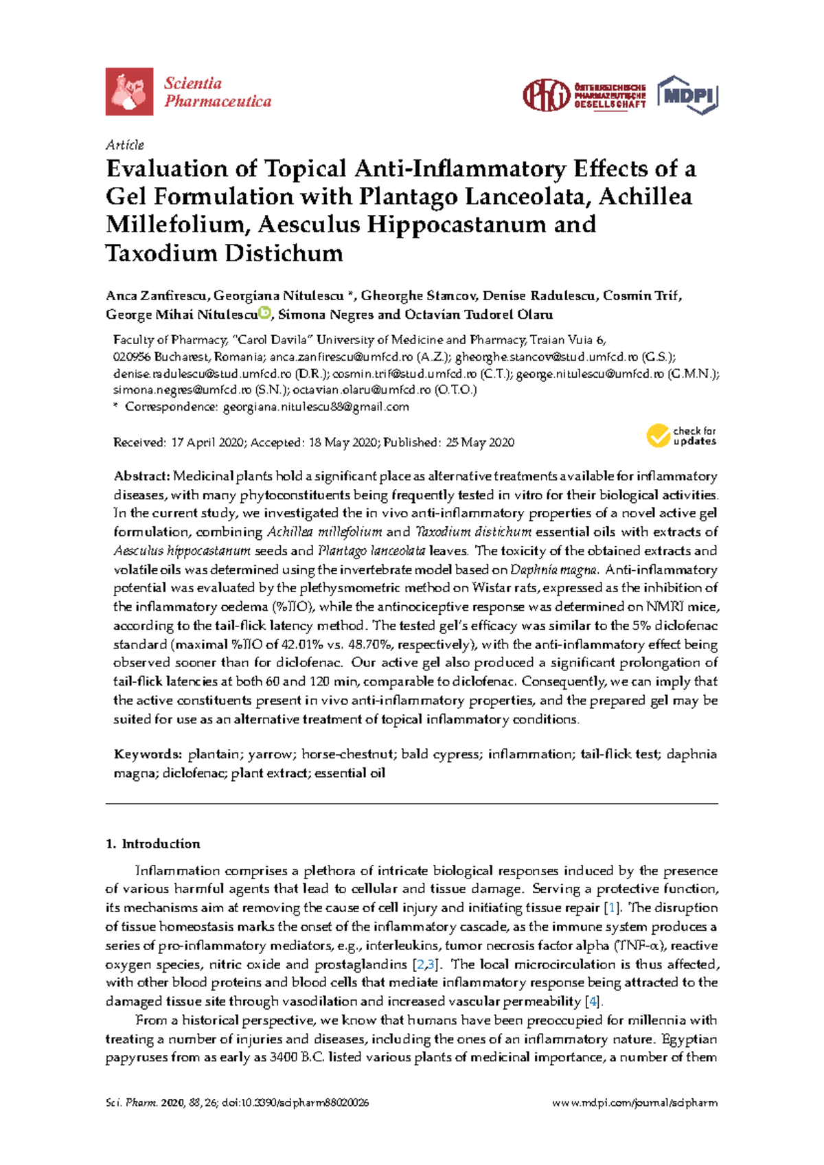 Evaluation of Topical Anti-Inflammatory Effects of - Scientia ...