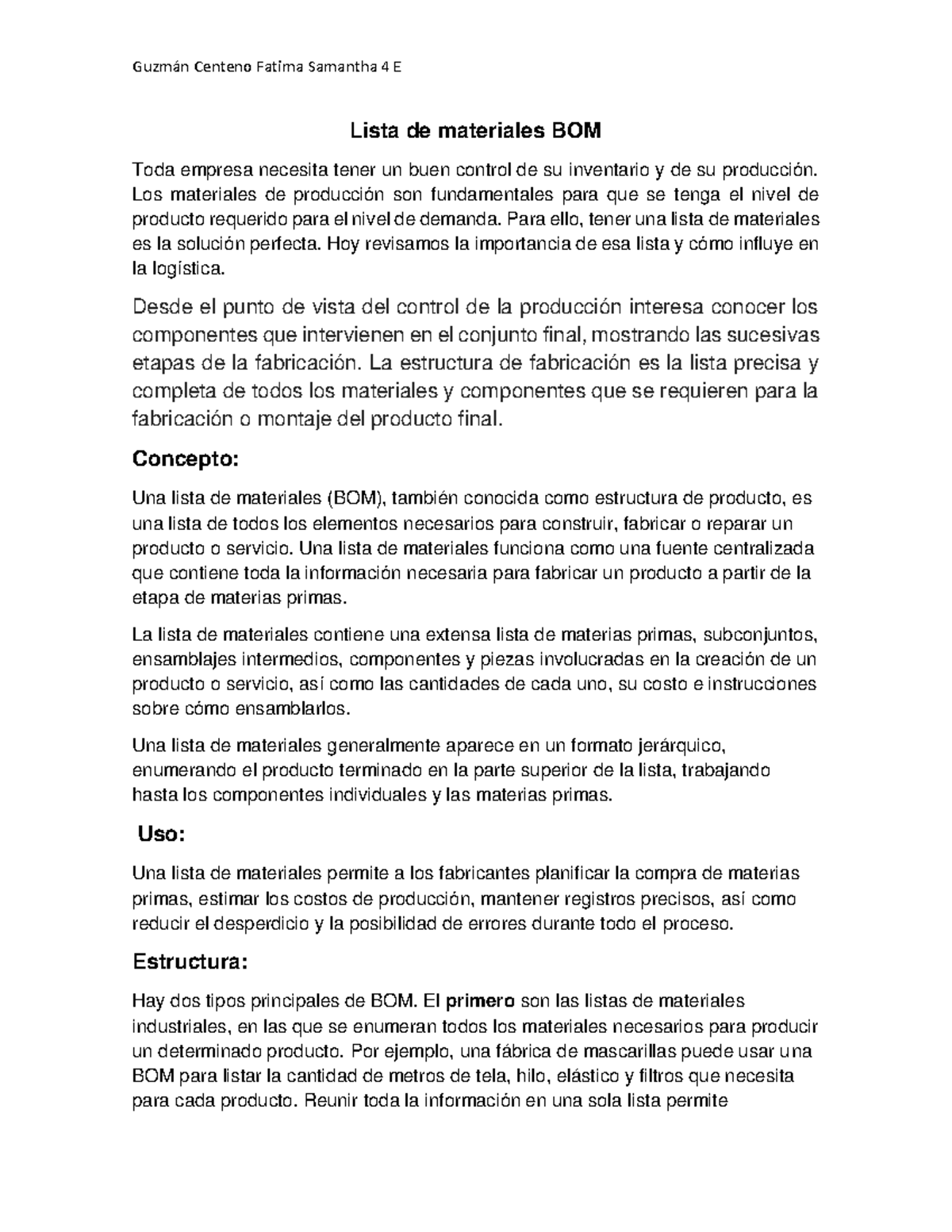 Bom - apoyo - Lista de materiales BOM Toda empresa necesita tener un ...