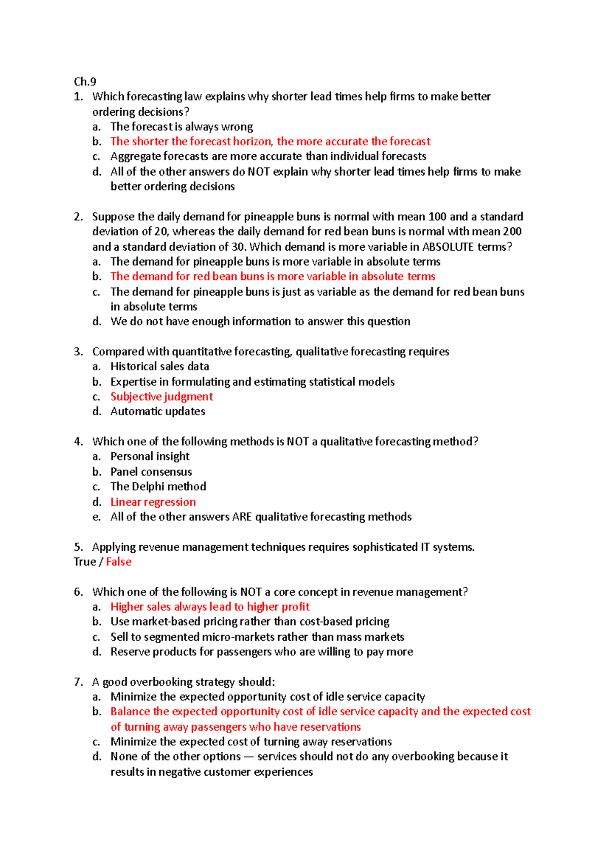 Review questions and Answers - Lecture 9 - Operations Management ...