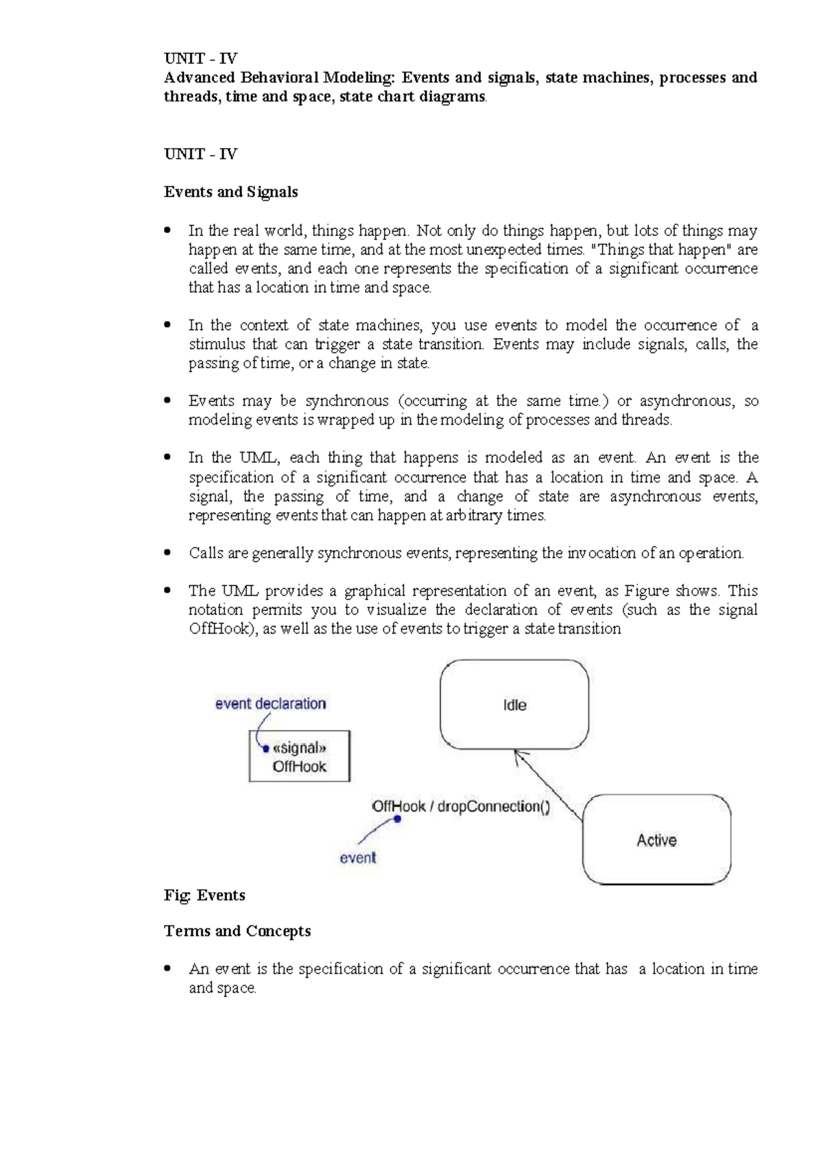 OOAD UNIT-IV - Nothing - UNIT - IV Advanced Behavioral Modeling: Events and signals, state ...