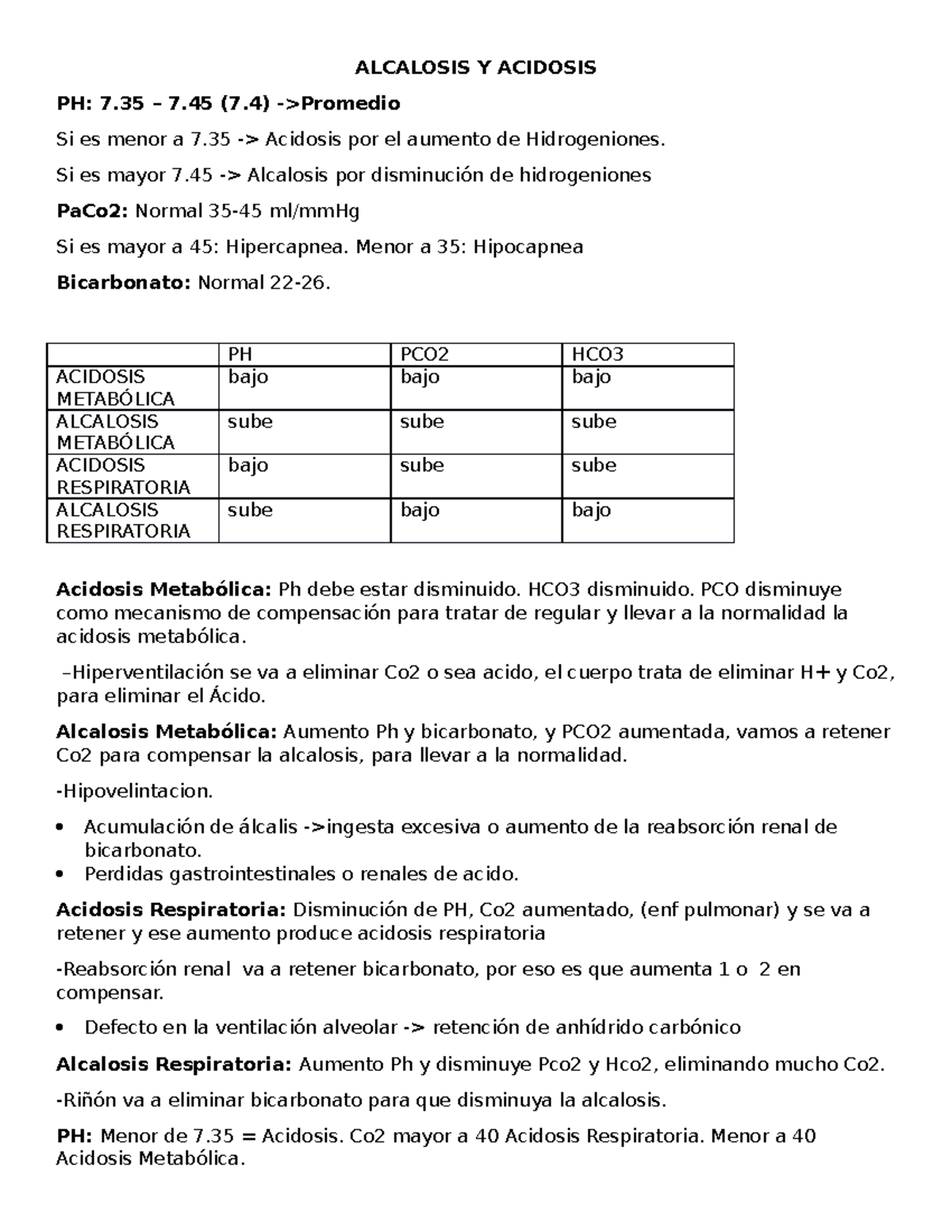 Alcalosis Y Acidosis - ALCALOSIS Y ACIDOSIS PH: 7 7 (7) Si es menor a 7 ...
