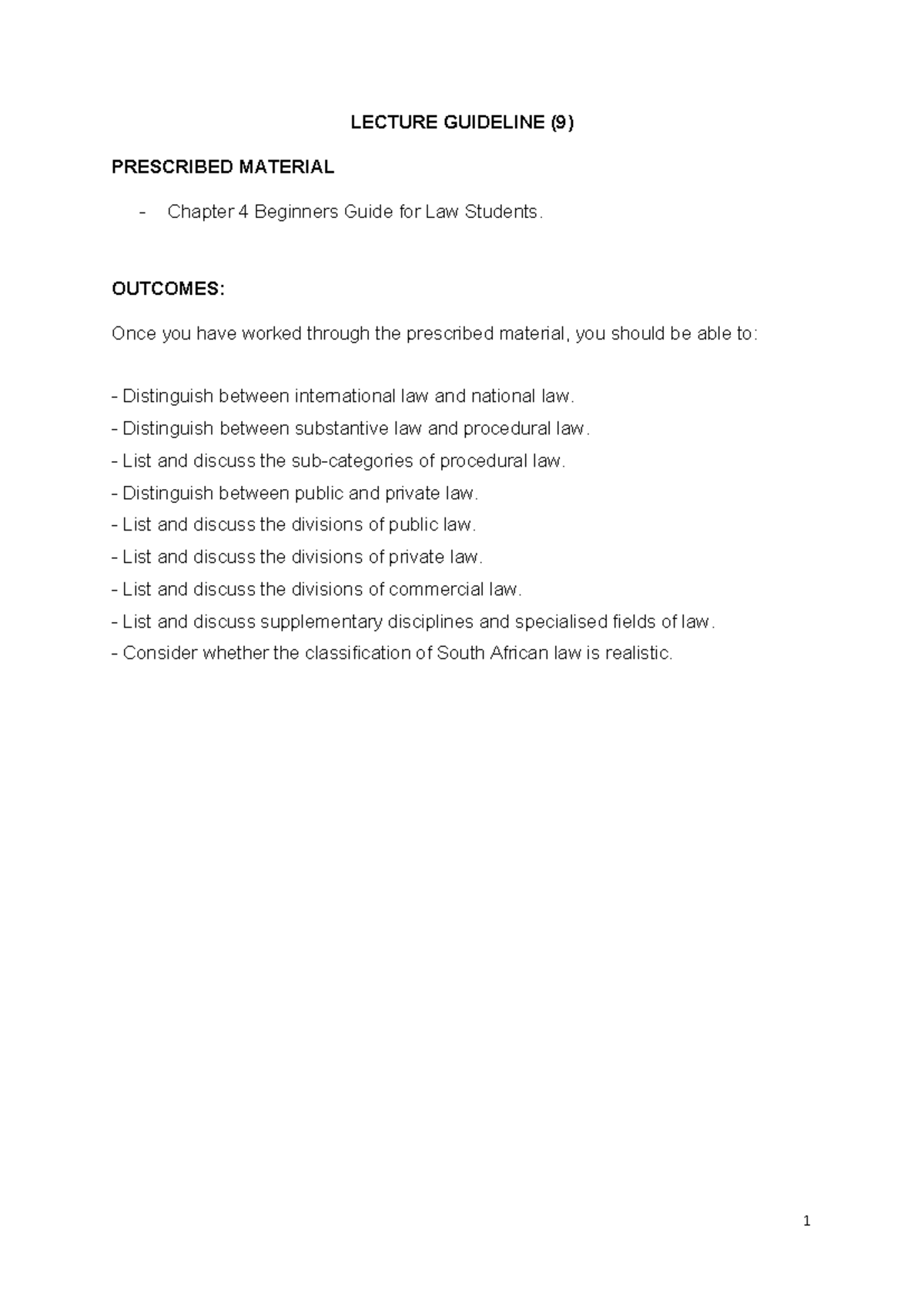 Lecture Guideline - important tips - 1 LECTURE GUIDELINE (9) PRESCRIBED ...