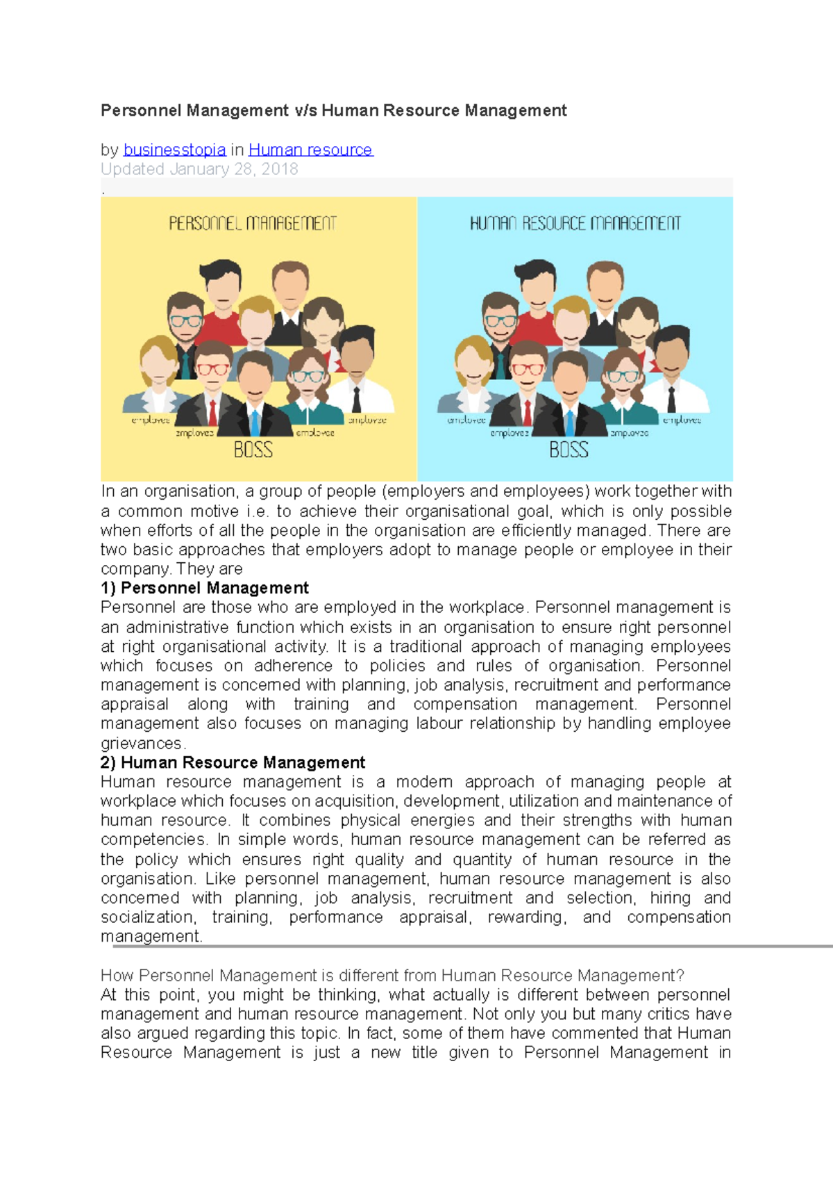 Personel-v-HR Management Key Differences - Personnel Management v/s ...