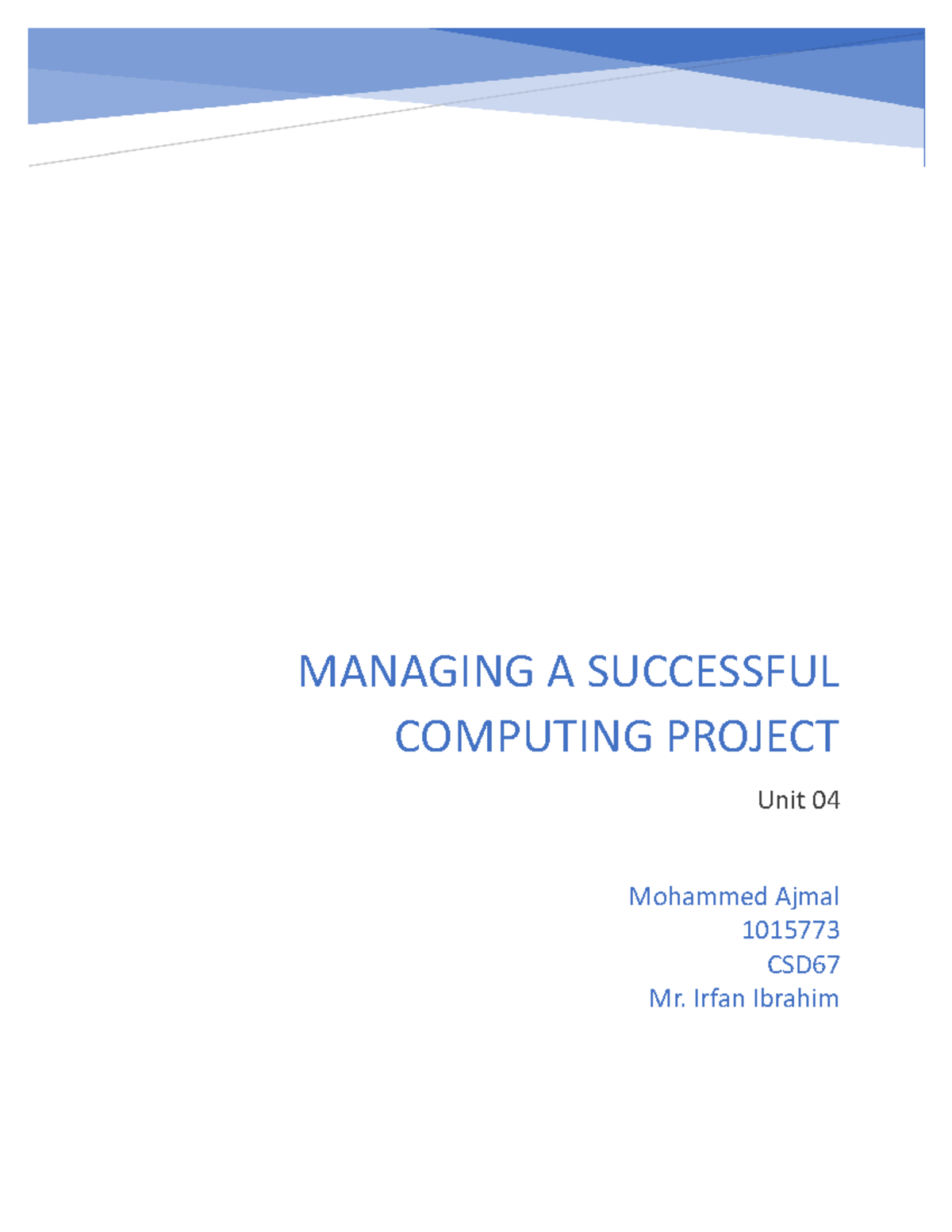 MSCP Final Assignment - It’s import - Mohammed Ajmal 1015773 CSD Mr ...