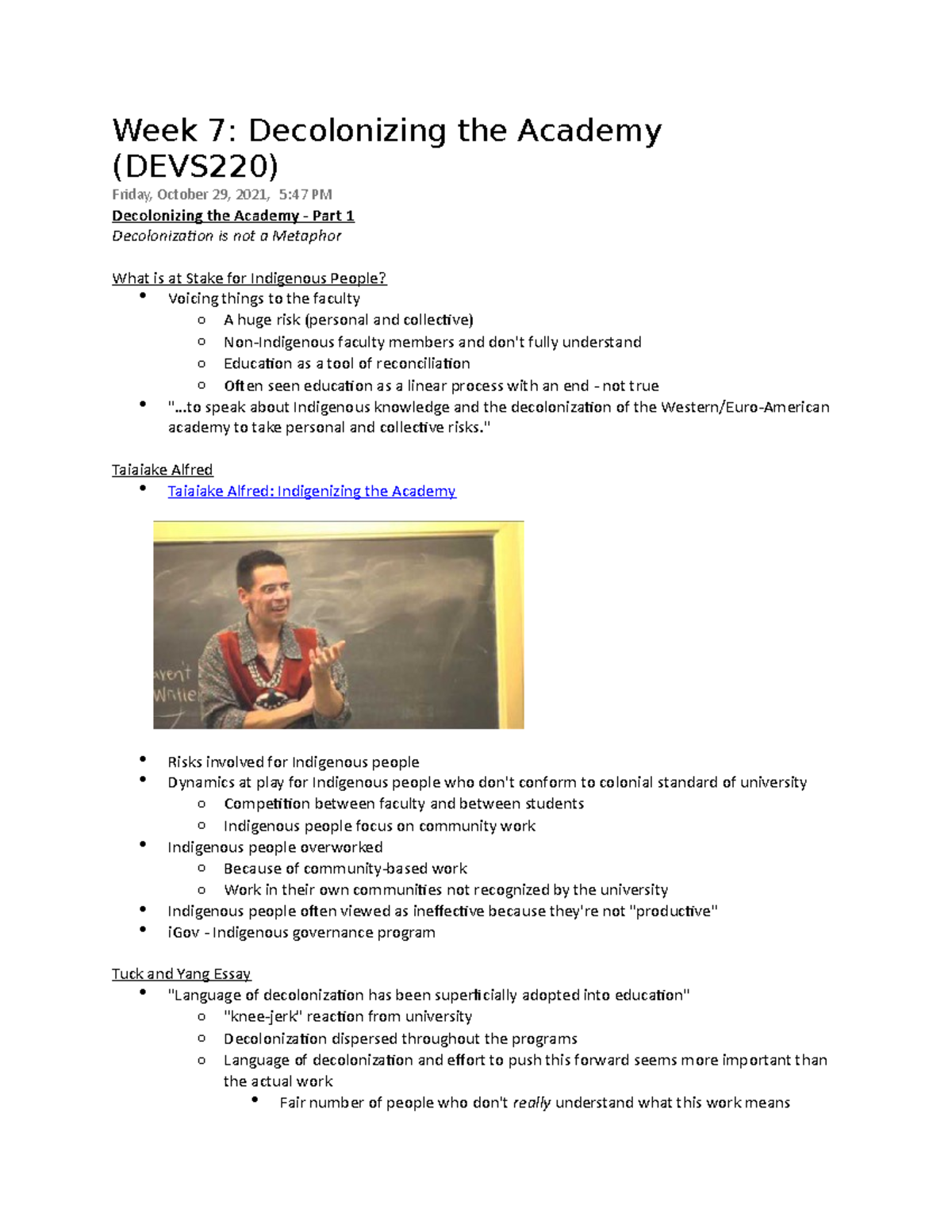 DEVS220 Week 7 - Notes are taken from the slideshow as the class is ...