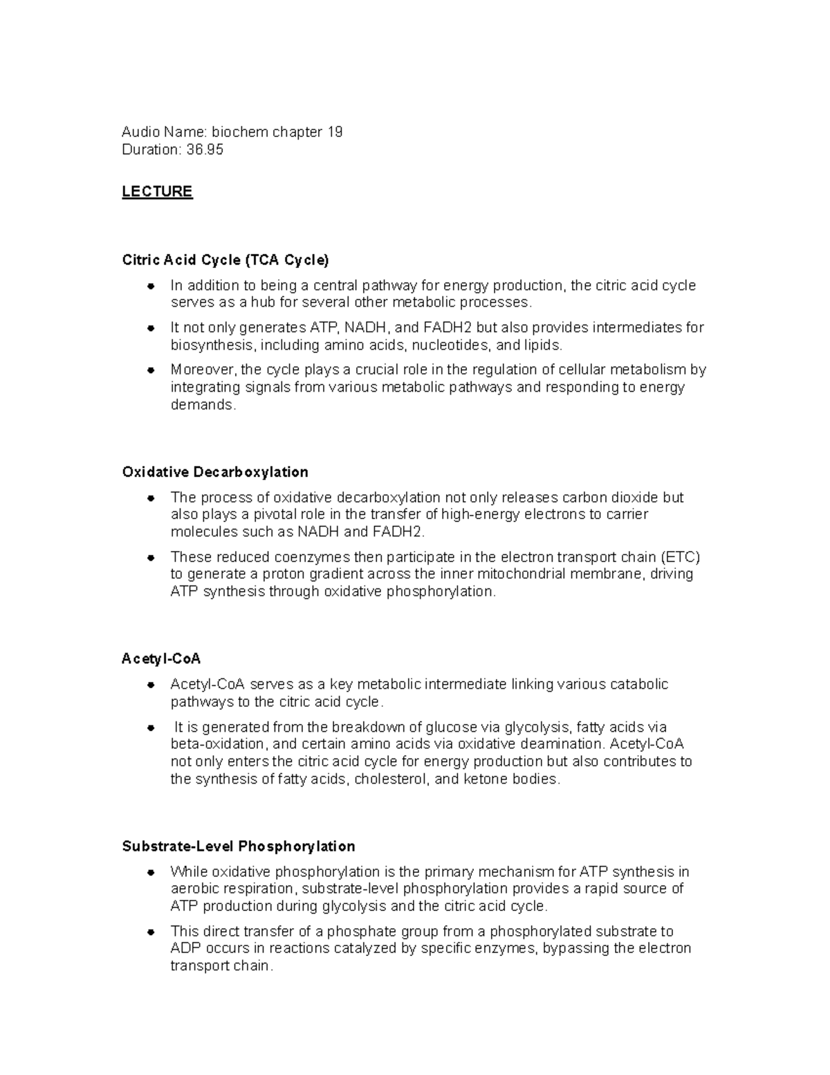 Biochem Chapter 19 Notes - Audio Name: biochem chapter 19 Duration: 36 ...