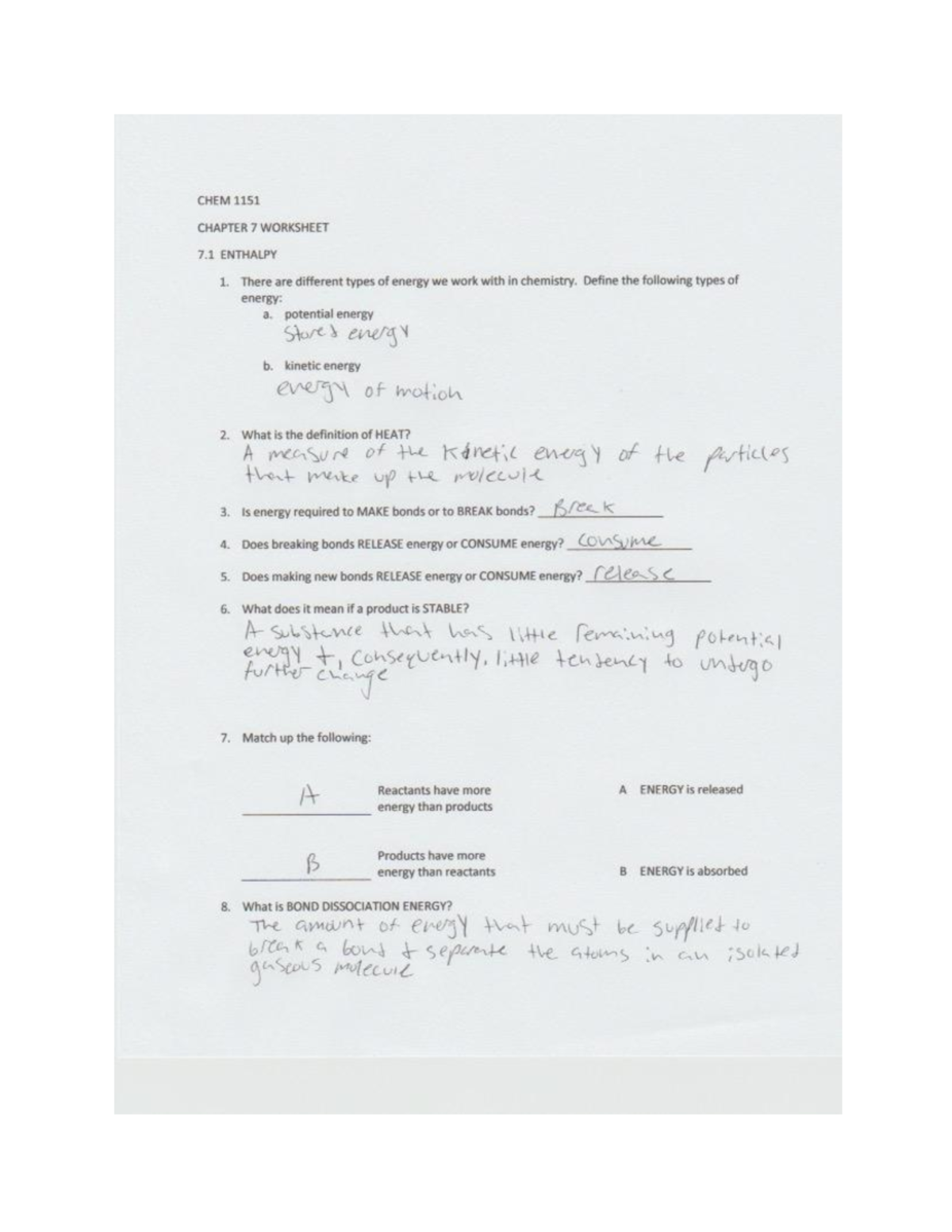 Chapter 7 notes - CHEM 1151 - Studocu