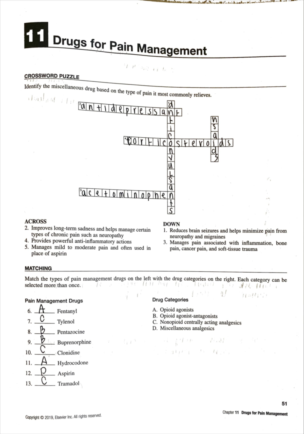 Chapter 11 pharm study guide - 11 Drugs for Pain Management CROSSWORD ...